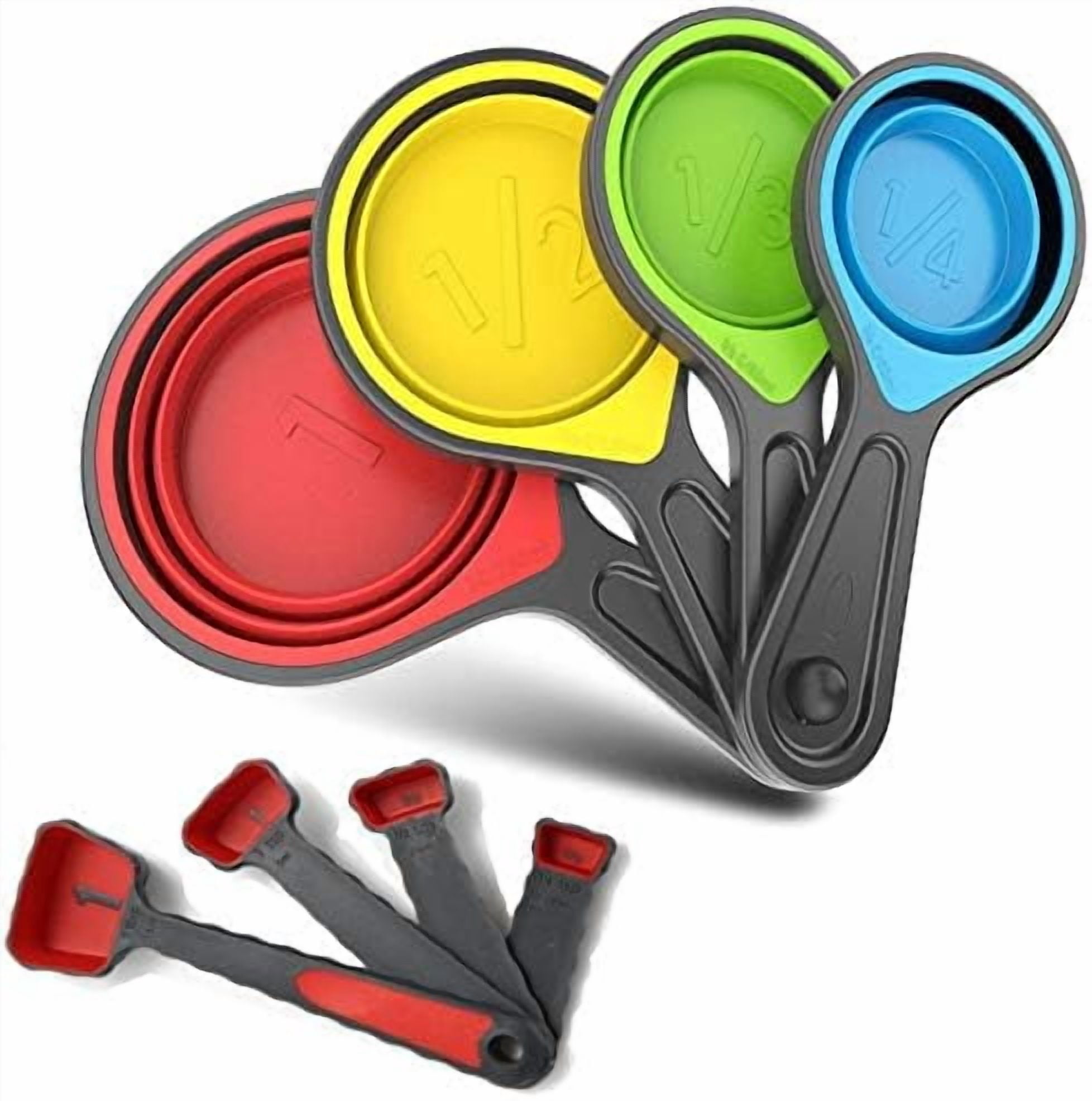 Collapsible Silicone Soft Measuring Cups and Measuring Spoons,8 pieces ...