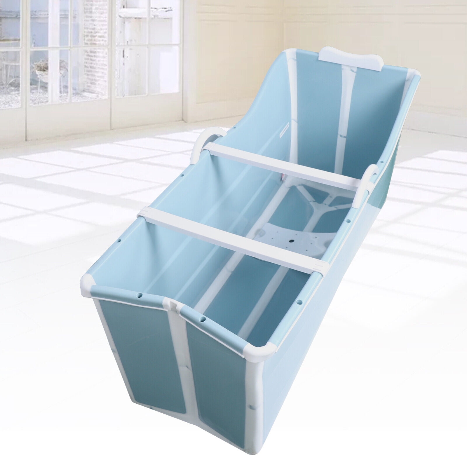 Collapsible Soaking Bathtub Blue Thickened Plastic Folding Bathtub for ...