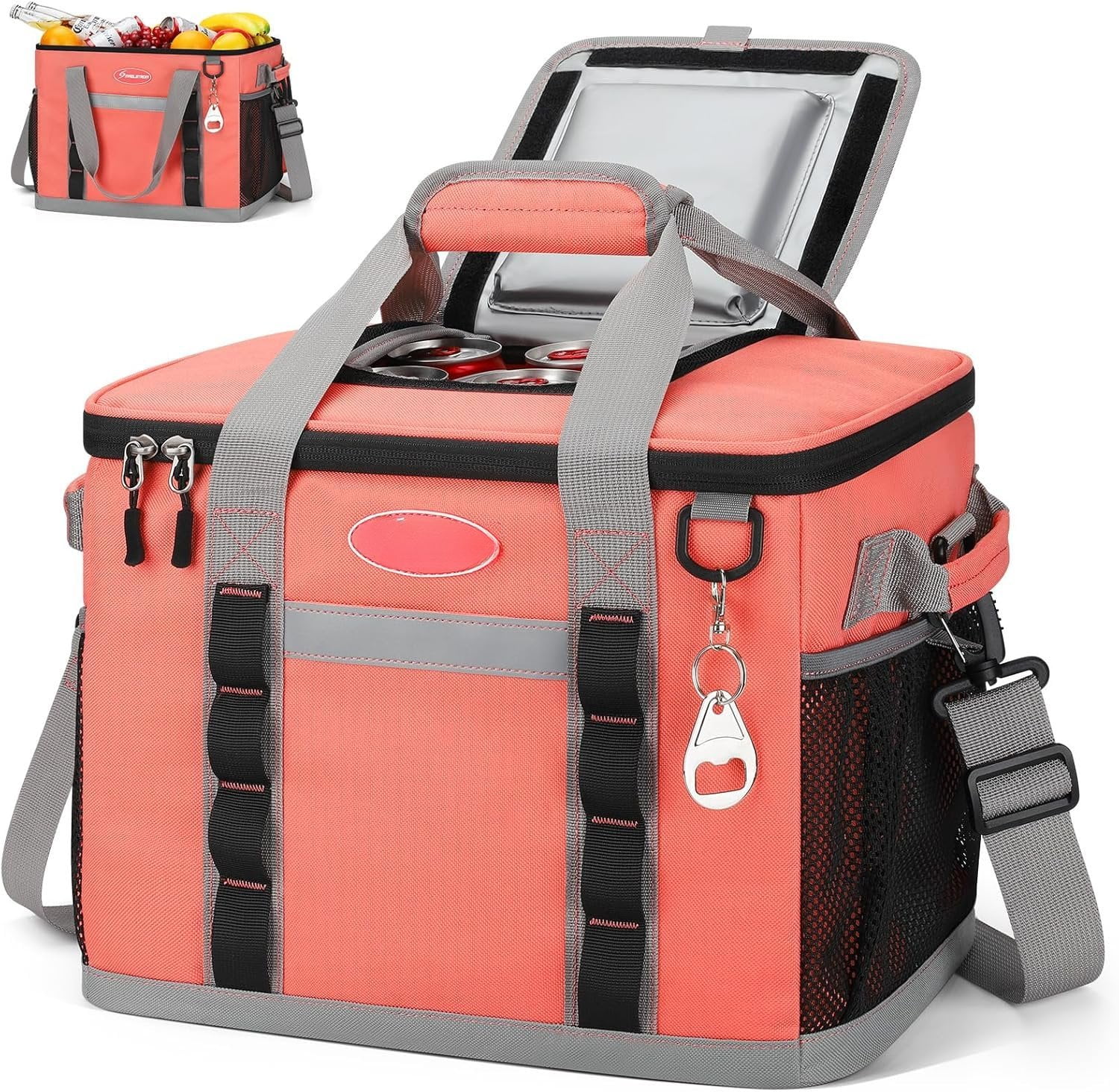 Collapsible Soft Cooler Bag,35/55/75 Cans Beach Cooler with Flip Lid ...