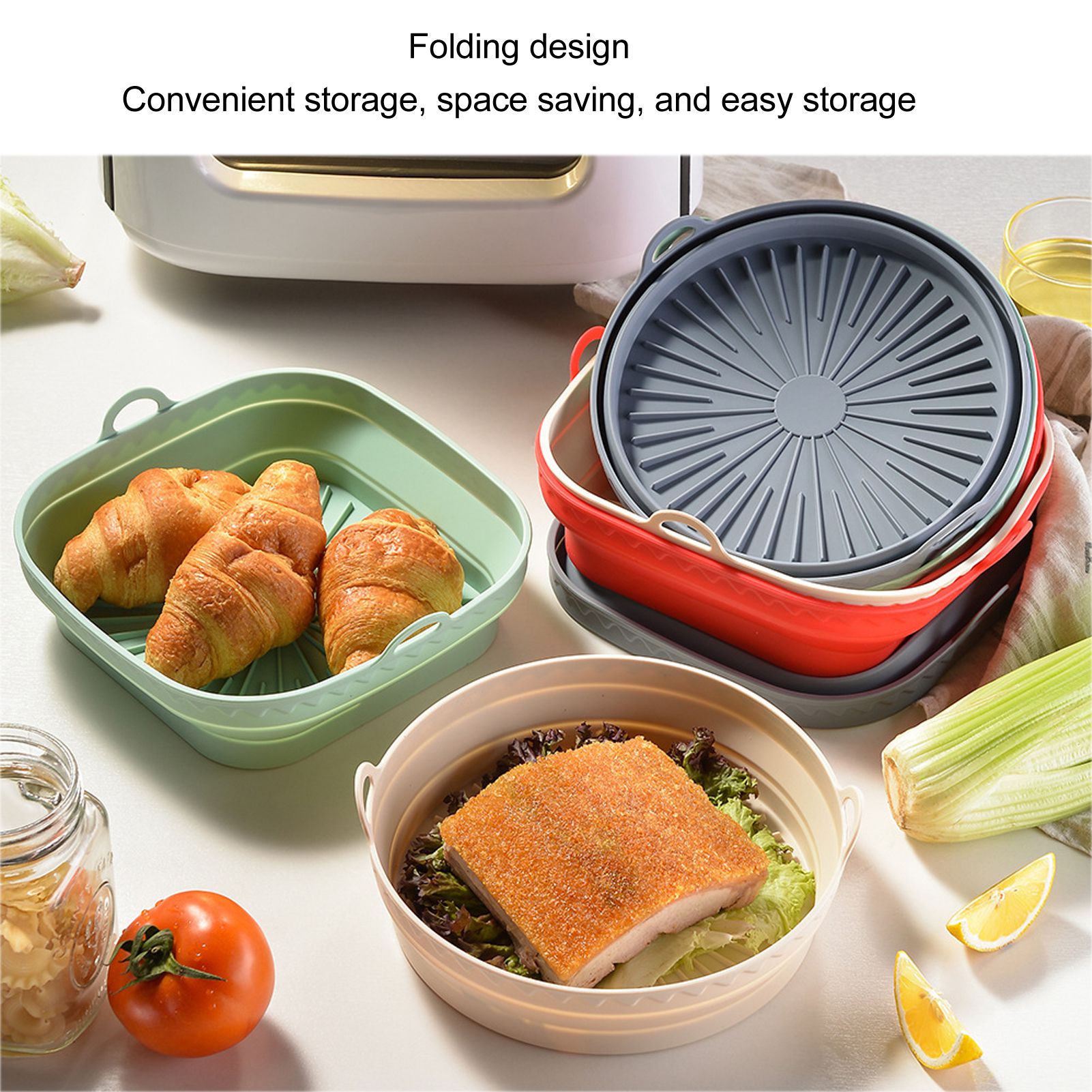 Collapsible Square Fryer Basket, Non,Deformable Silicone, Safe For ...