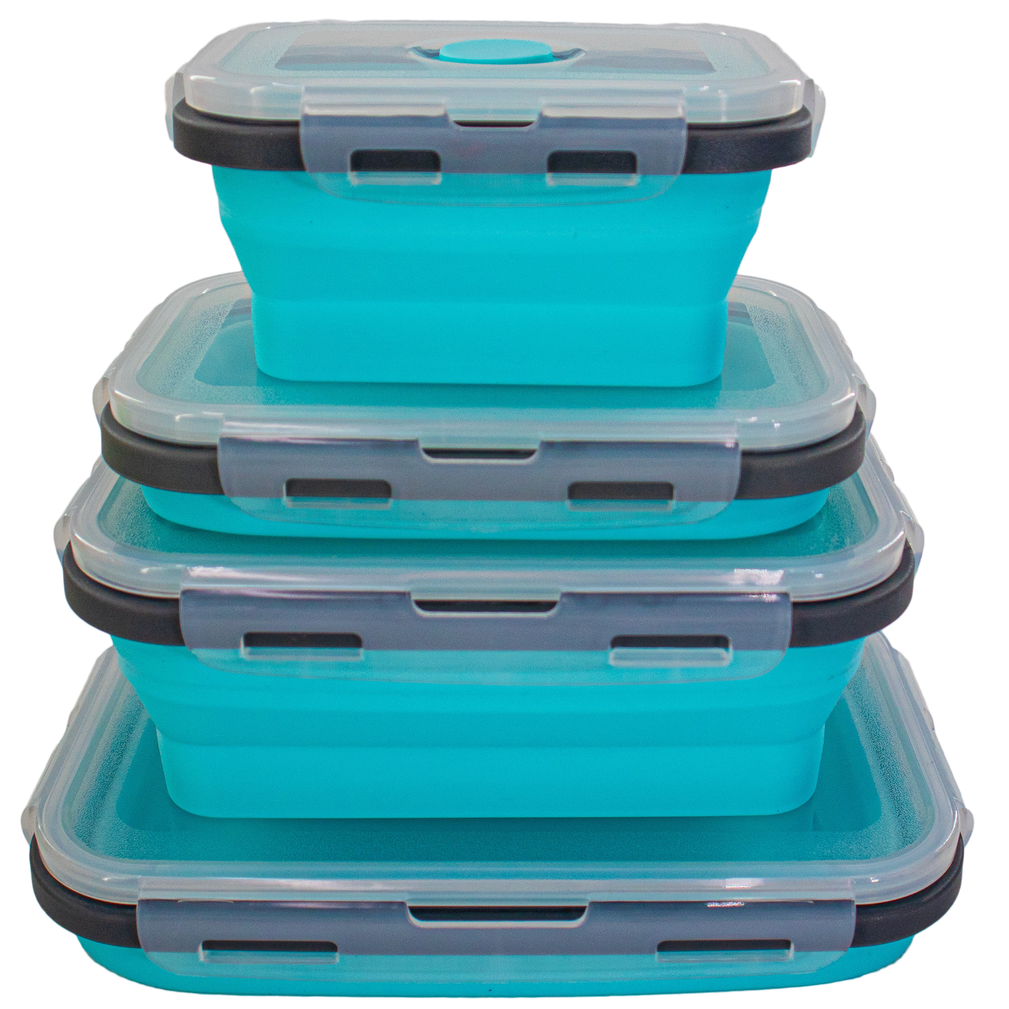Collapsible Stackable Food Storage Containers 4pc- Silicone, Portable ...