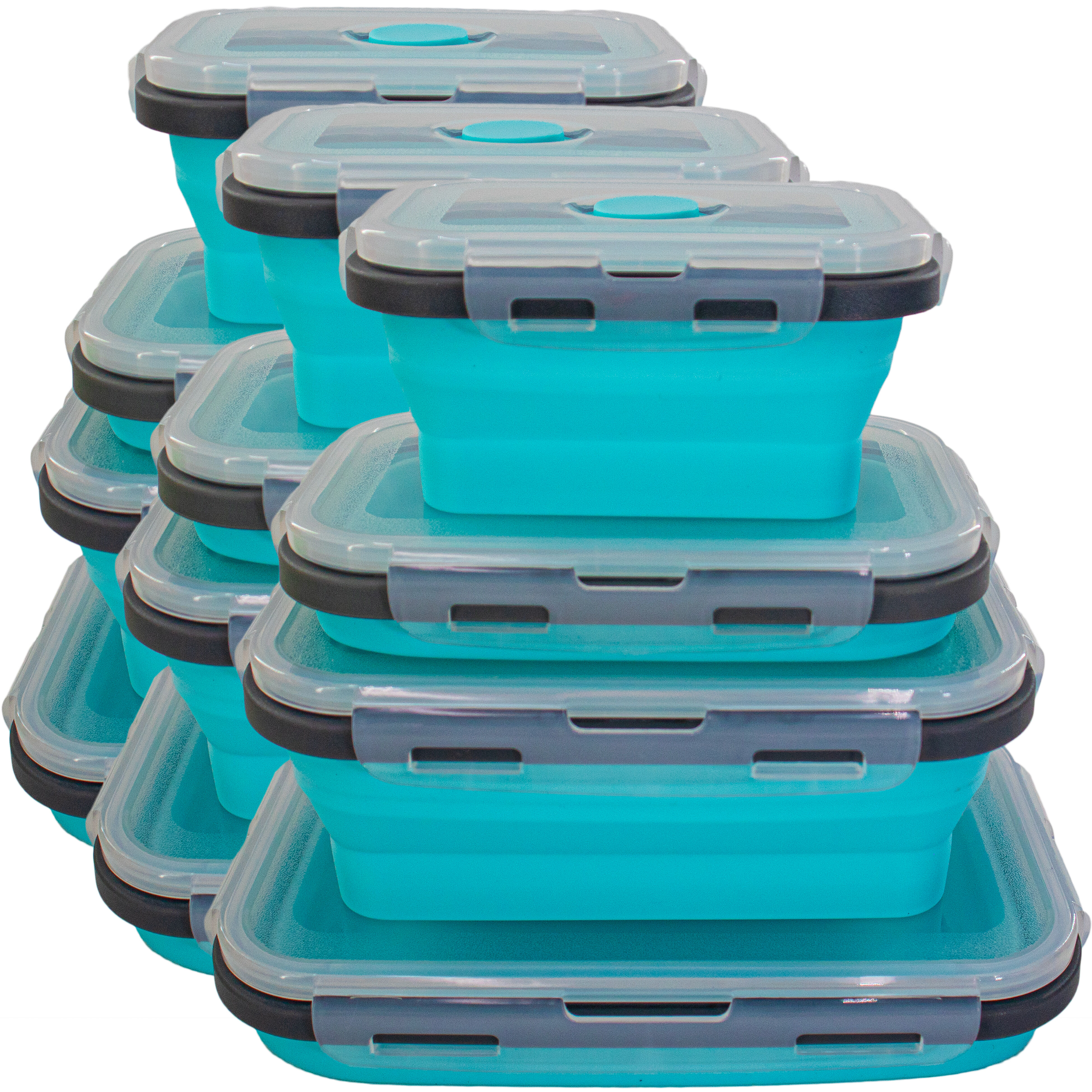 Collapsible Stackable Food Storage Containers 8pc- Silicone, Portable ...