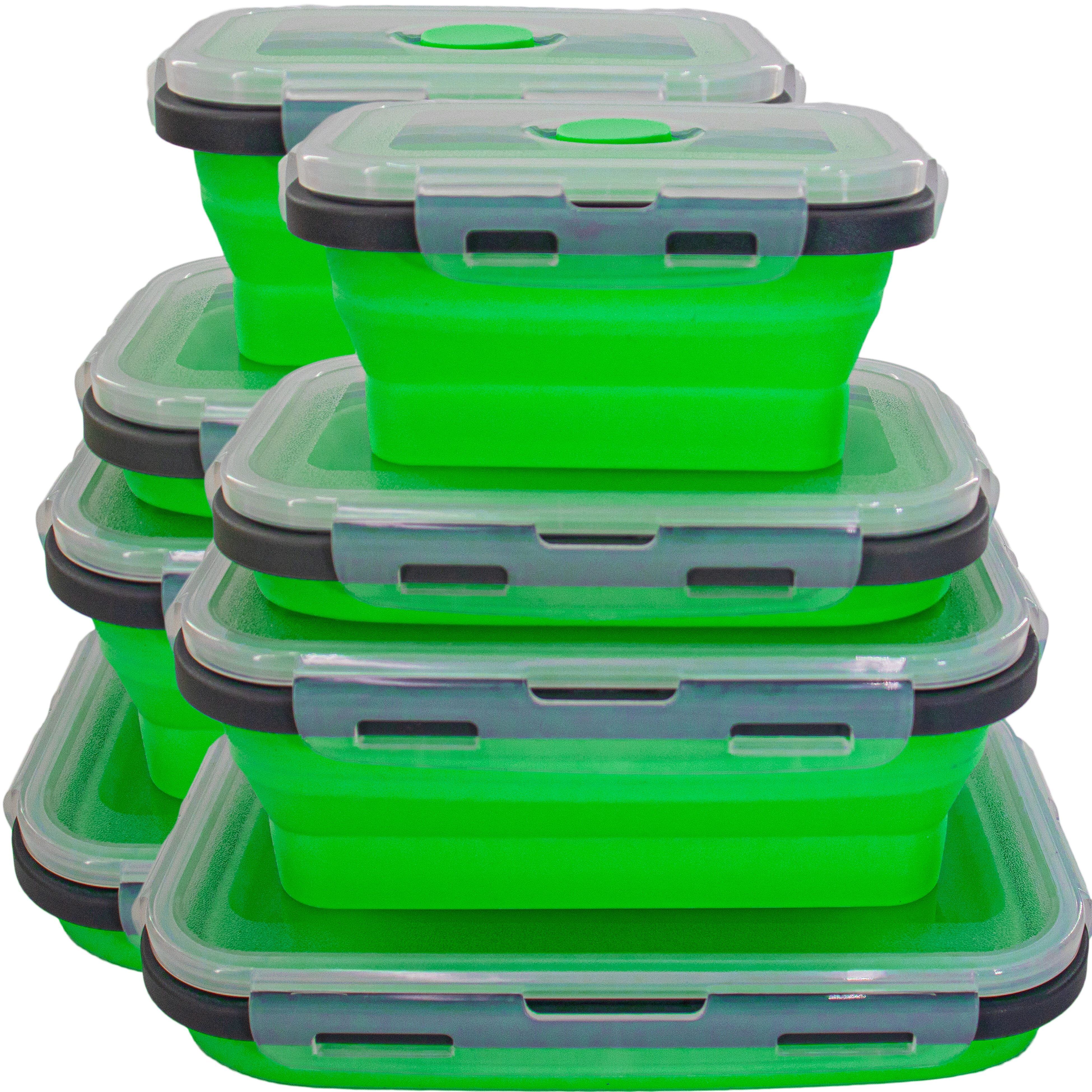 Collapsible Stackable Food Storage Containers 8pc- Silicone, Portable ...