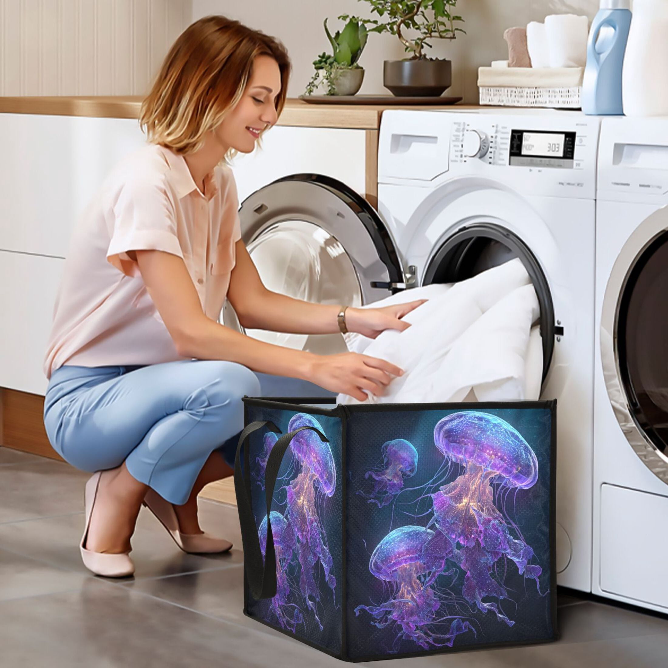 Collapsible Storage Basket Laundry Hamper Portable Organizer Bin For ...