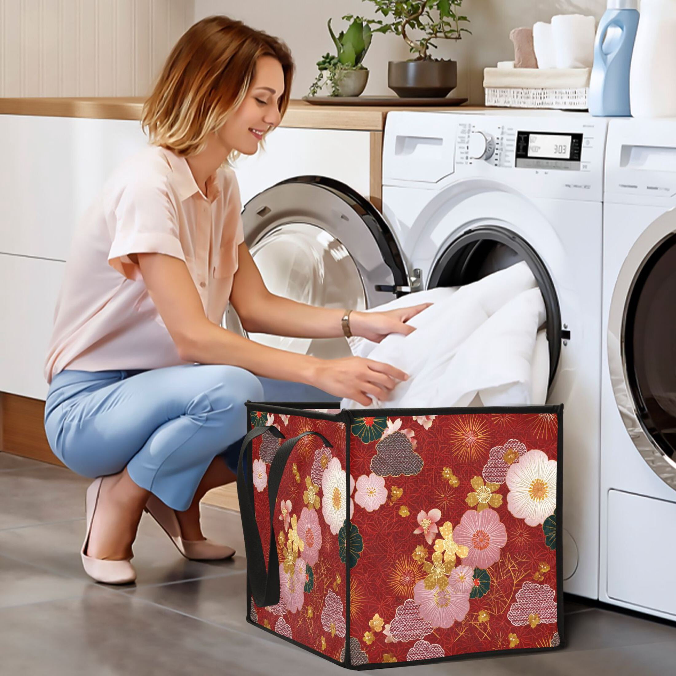 Collapsible Storage Basket Laundry Hamper Portable Organizer Bin For ...