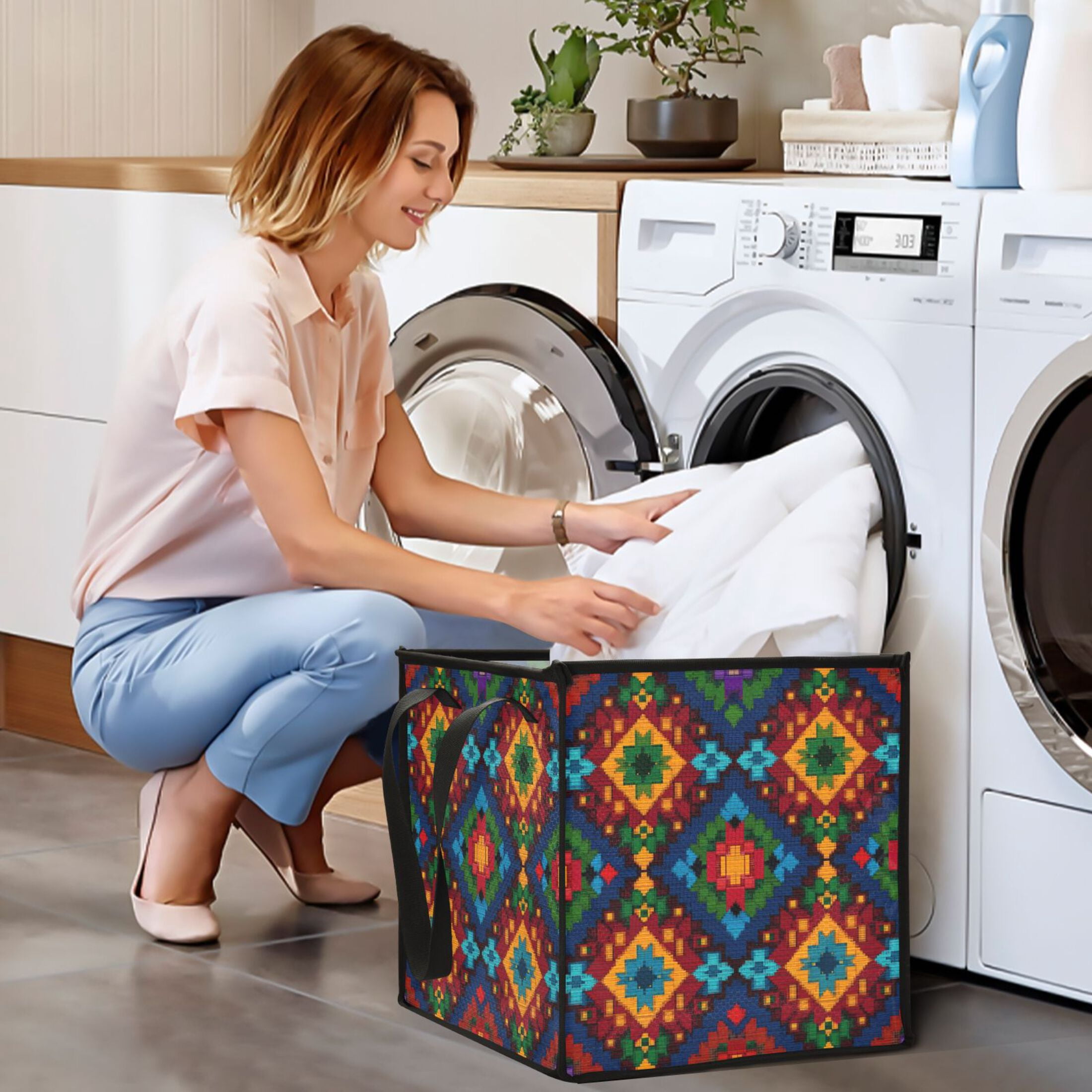 Collapsible Storage Basket Laundry Hamper Portable Organizer Bin For ...