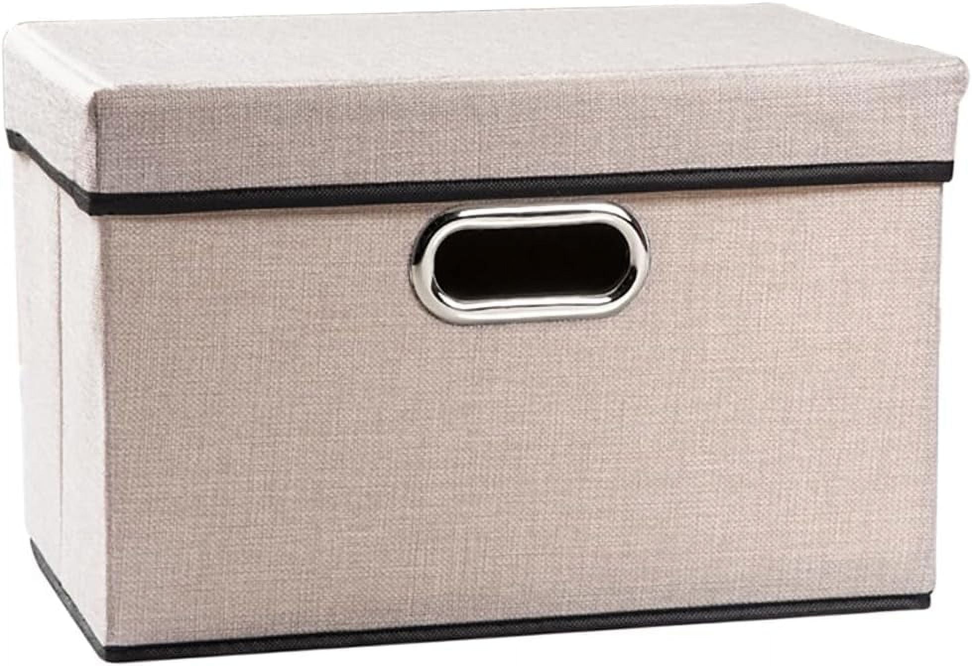 Collapsible Storage Baskets with Lids [5-Pack] Jute Fabric Foldable ...