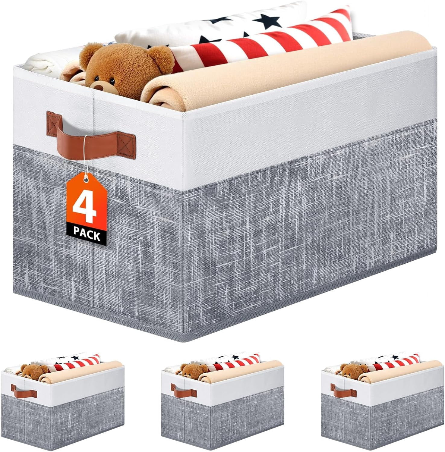 Collapsible Storage Baskets for Shelves,14"x10", 4 Pack Foldable Fabric ...