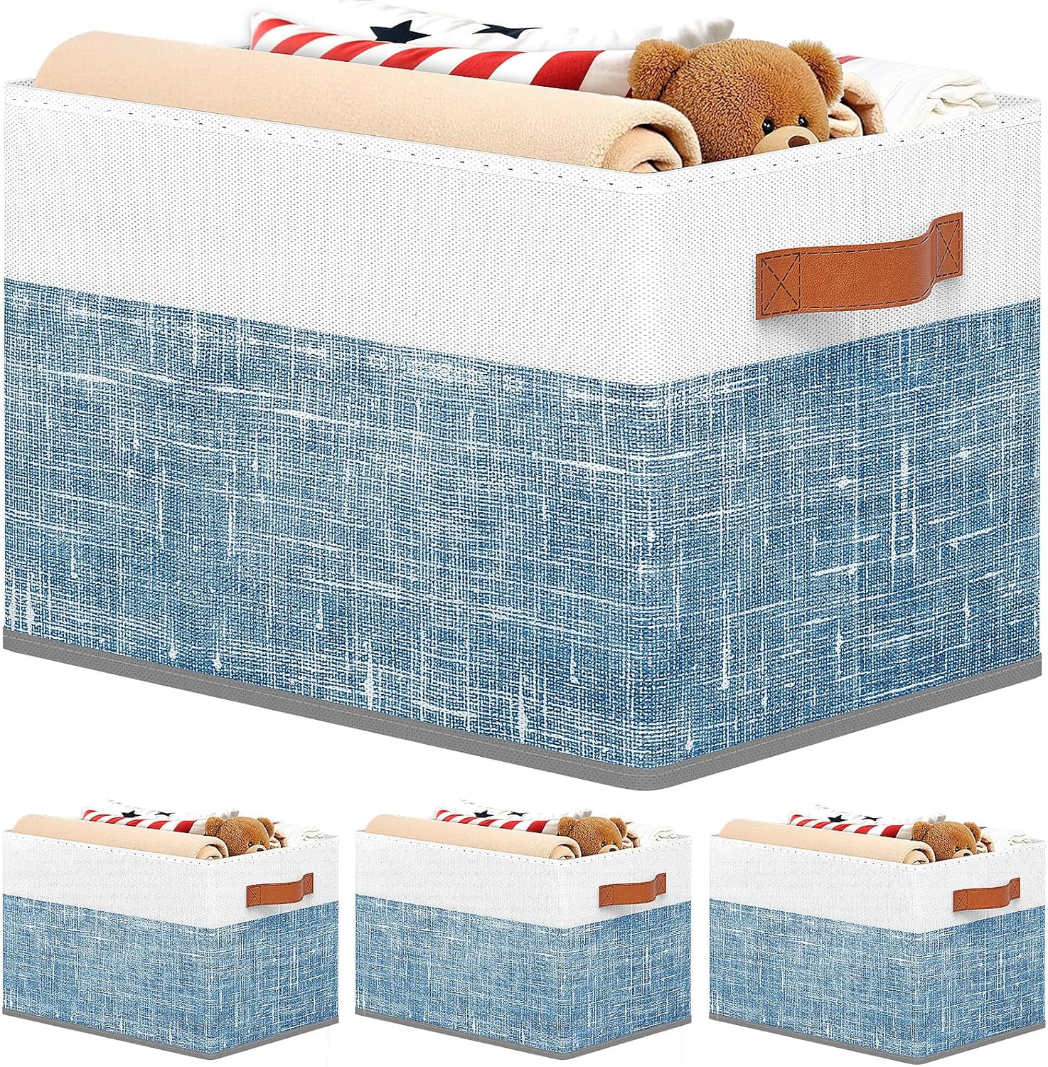 Collapsible Storage Baskets for Shelves,14"x10", 4 Pack Foldable Fabric ...