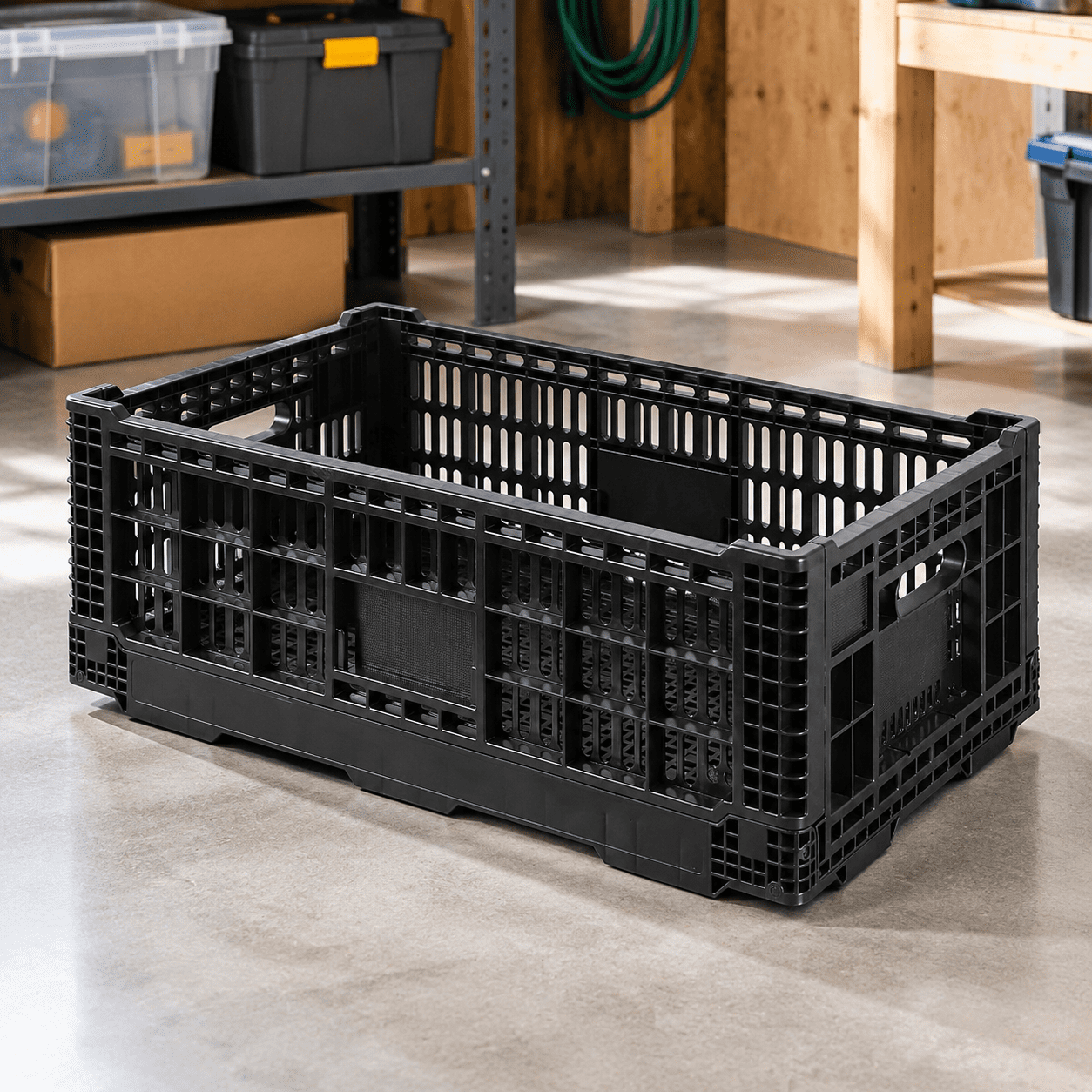 Collapsible Storage Bin Container, 52 Liter Heavy Duty Plastic Storage ...