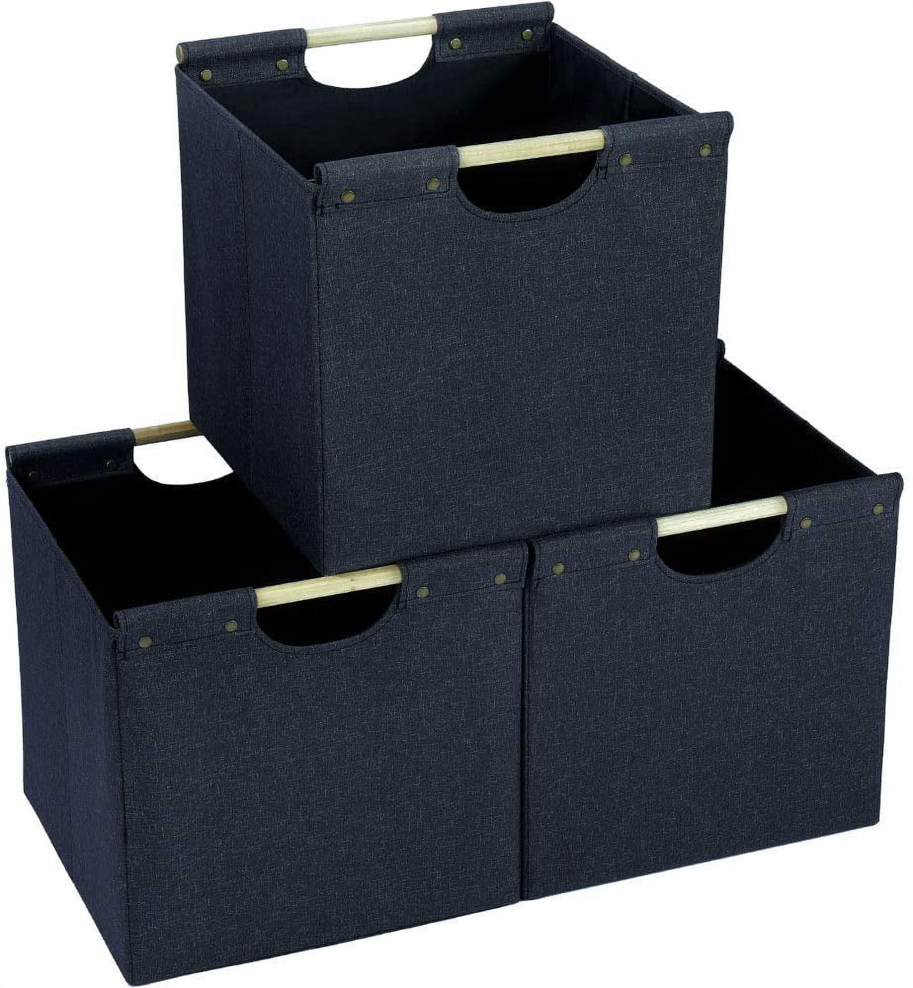 Collapsible Storage Bins, 13x13x13in Storage Cubes Linen Fabric, 3 Pack ...