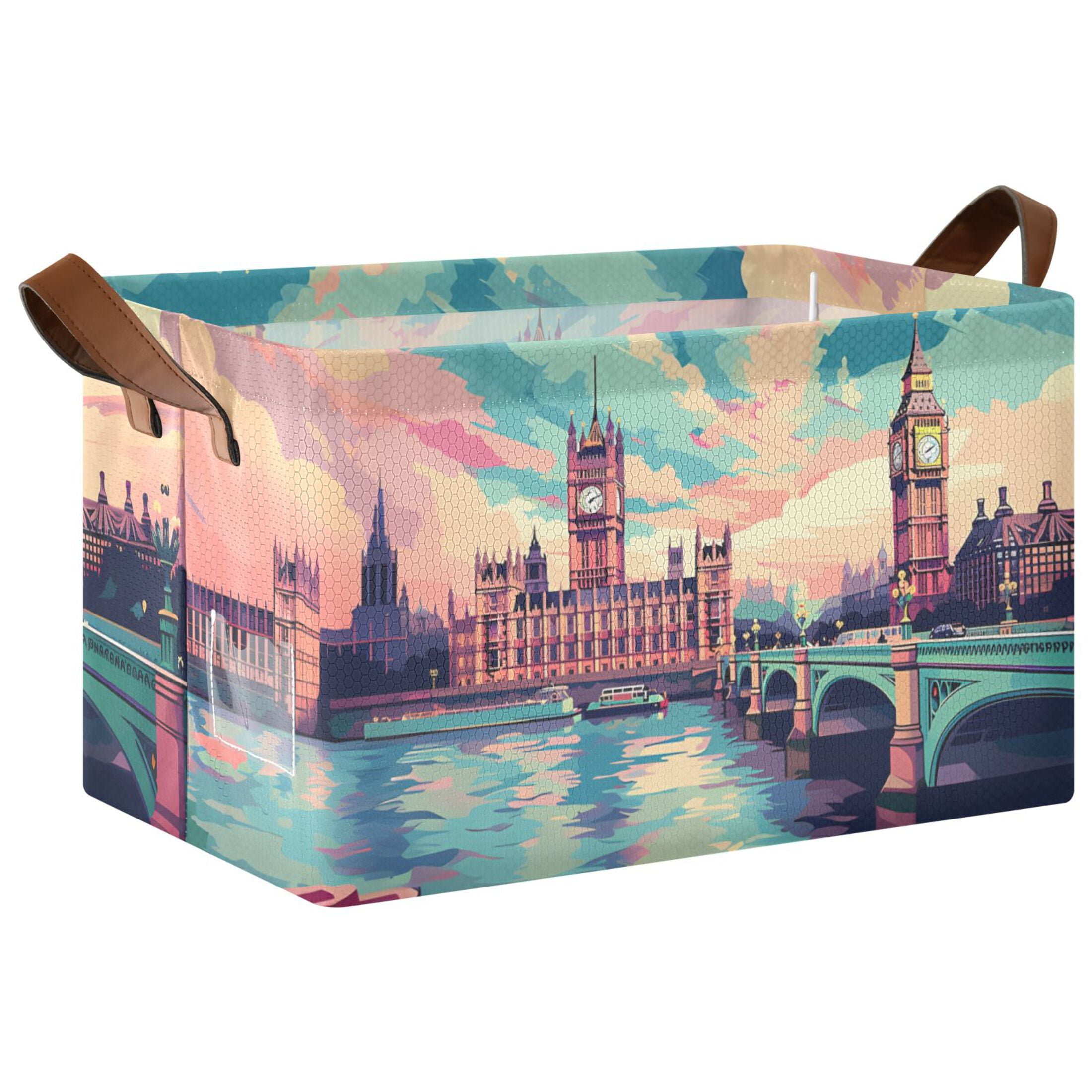 Collapsible Storage Bins Fabric Shelf Baskets with Handles 16.9"x11.4 ...