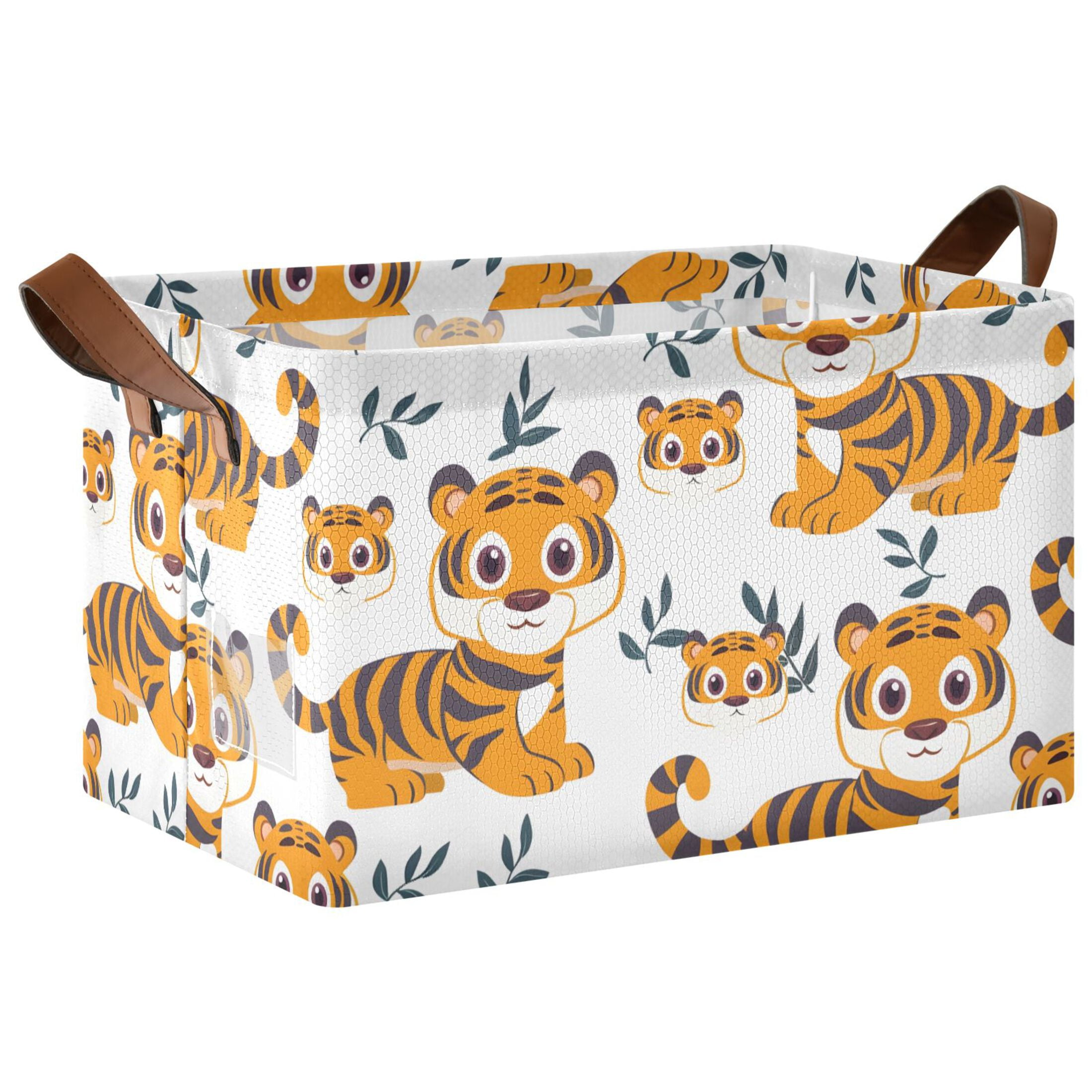 Collapsible Storage Bins Fabric Shelf Baskets with Handles 16.9"x11.4 ...