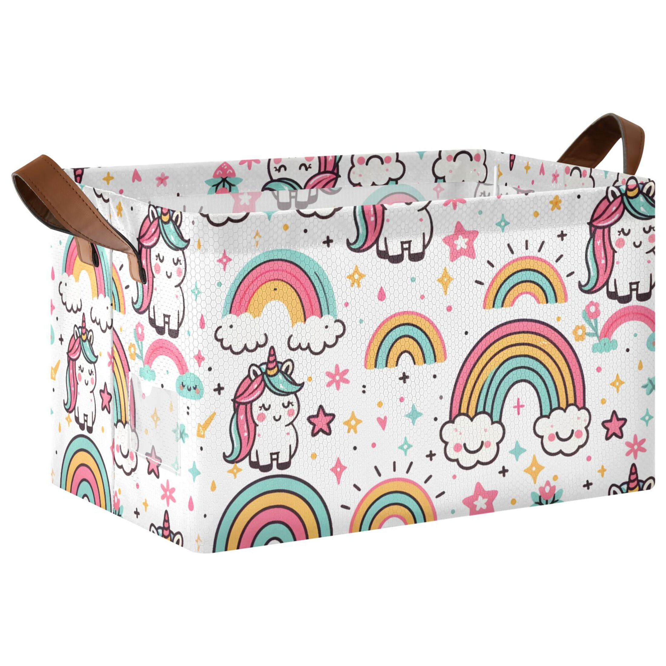 Collapsible Storage Bins Fabric Shelf Baskets with Handles 16.9"x11.4 ...