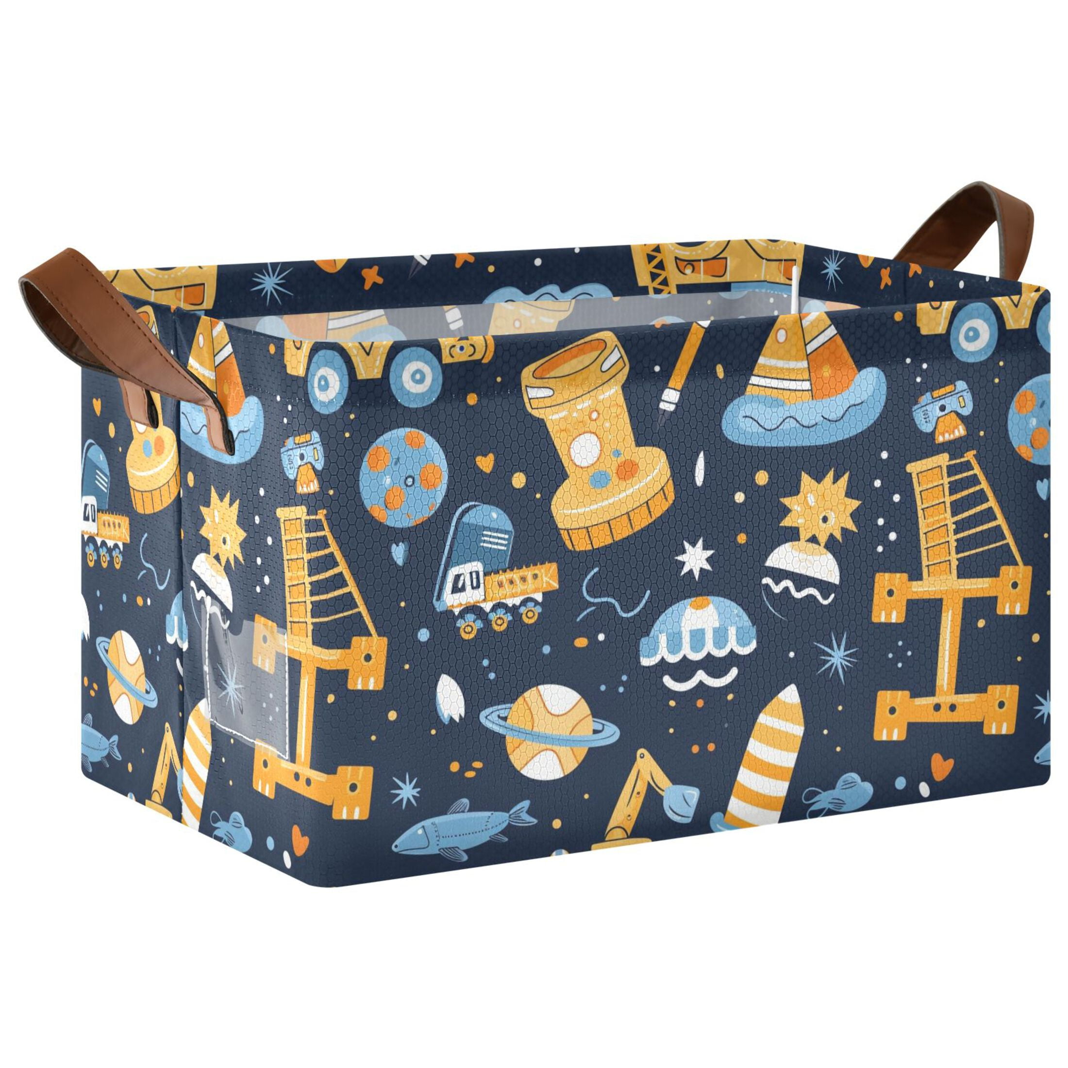 Collapsible Storage Bins Fabric Shelf Baskets with Handles 16.9"x11.4 ...