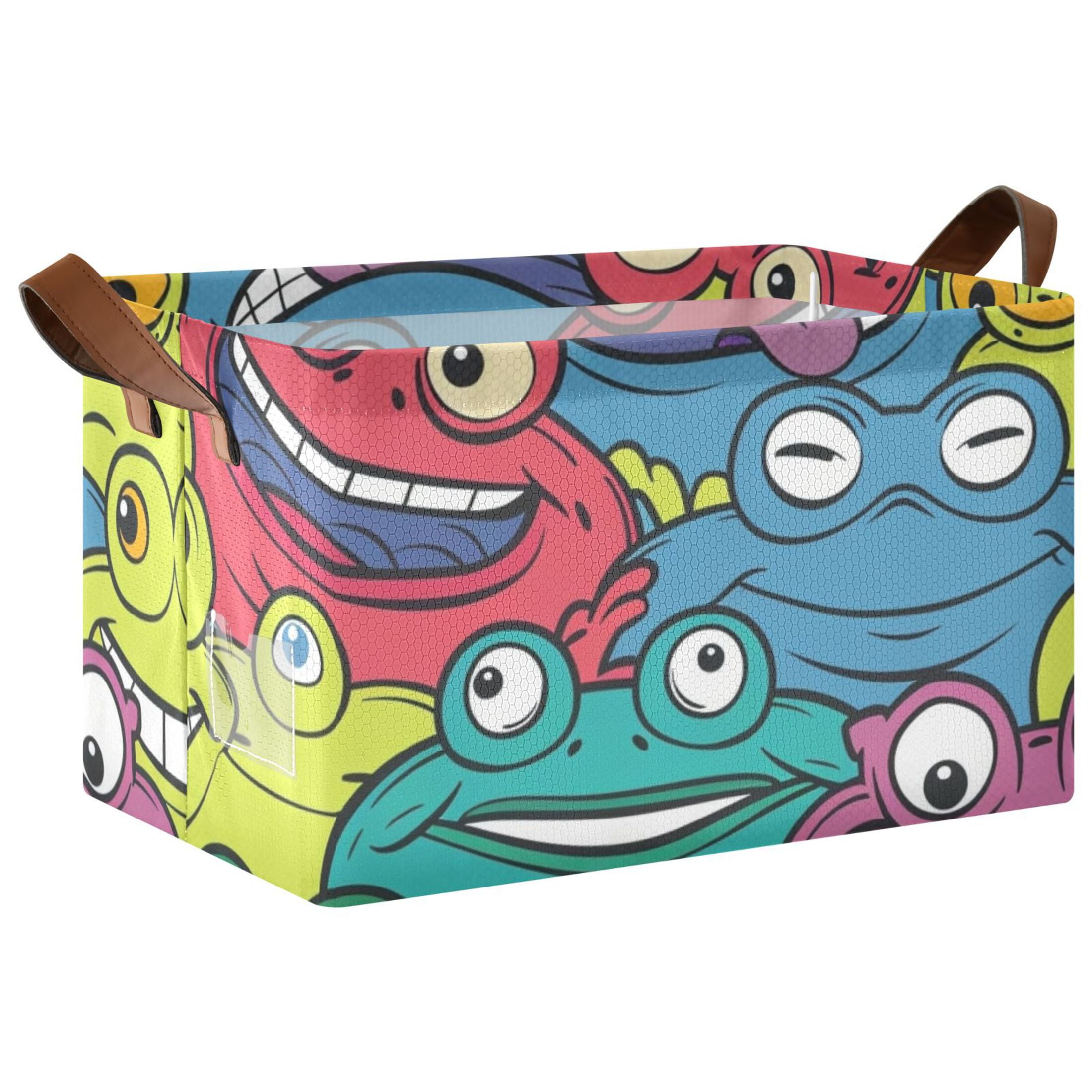 Collapsible Storage Bins Fabric Shelf Baskets with Handles 16.9"x11.4 ...