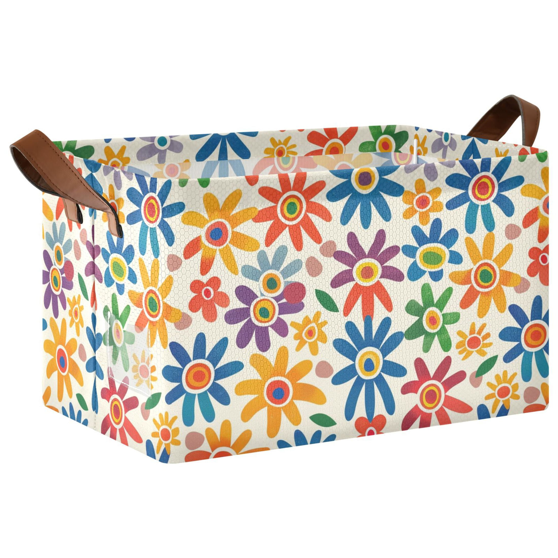 Collapsible Storage Bins Fabric Shelf Baskets with Handles 16.9"x11.4 ...