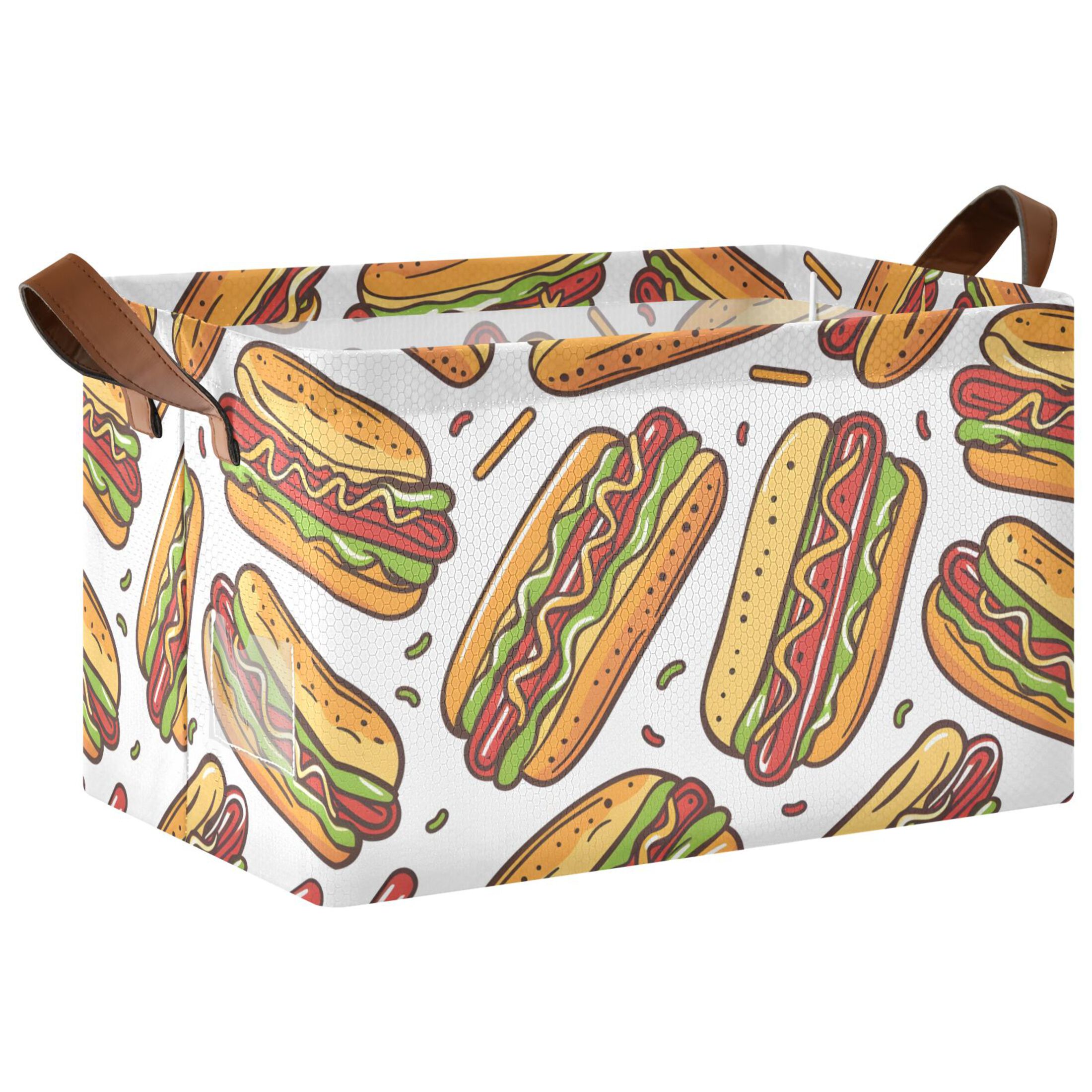 Collapsible Storage Bins Fabric Shelf Baskets with Handles 16.9"x11.4"x10" Closet Organizer Hand ...