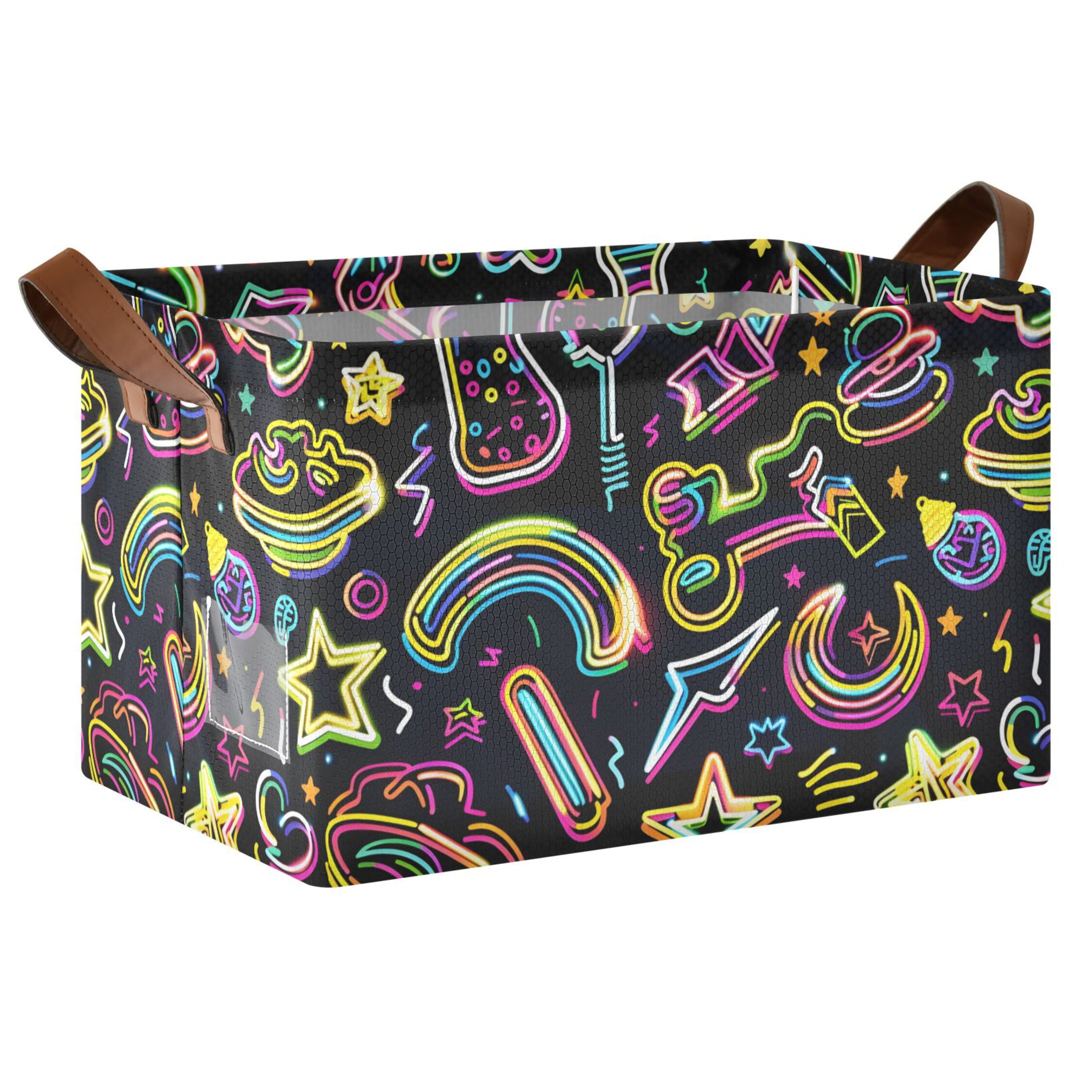 Collapsible Storage Bins Fabric Shelf Baskets with Handles 16.9"x11.4 ...