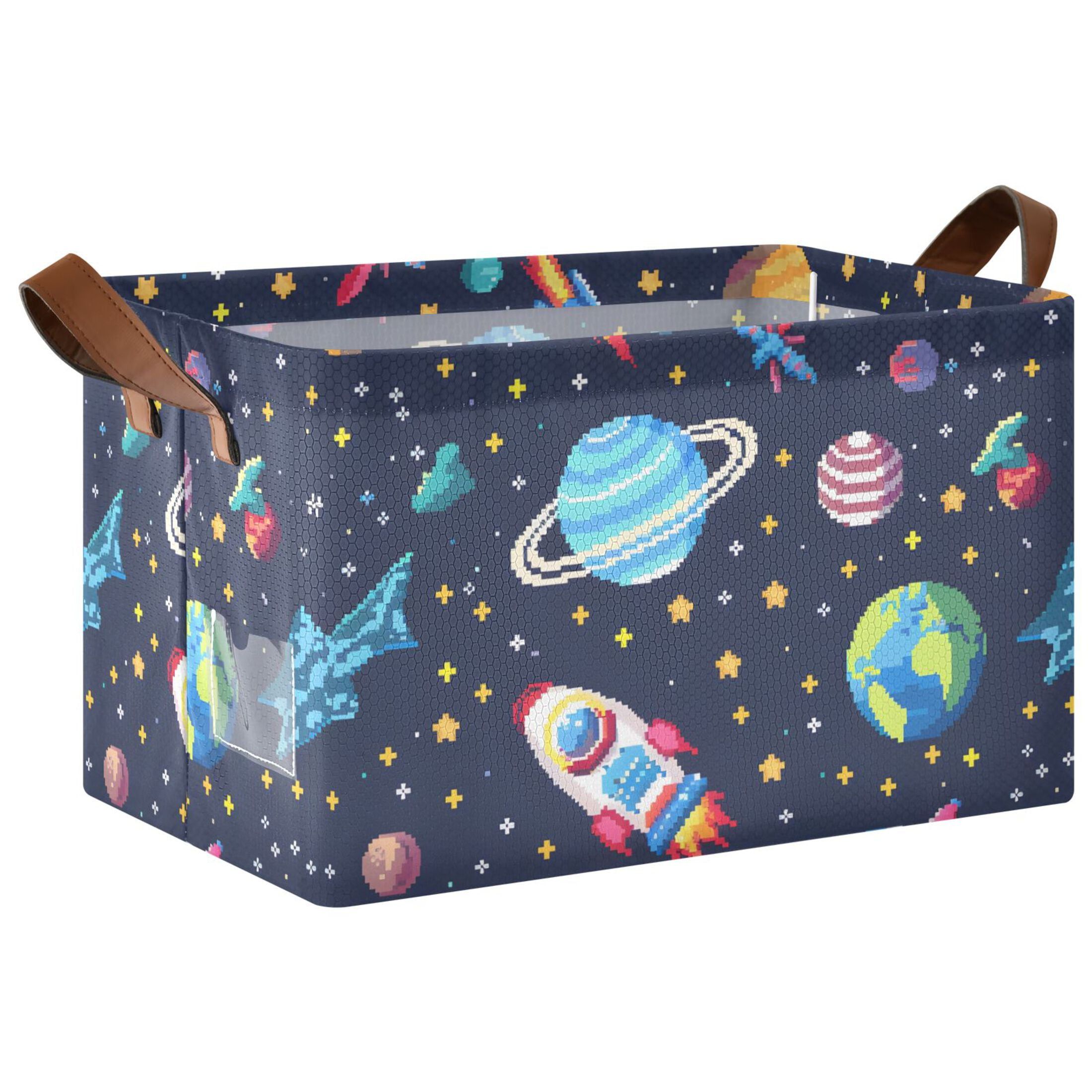 Collapsible Storage Bins Fabric Shelf Baskets with Handles 16.9"x11.4 ...