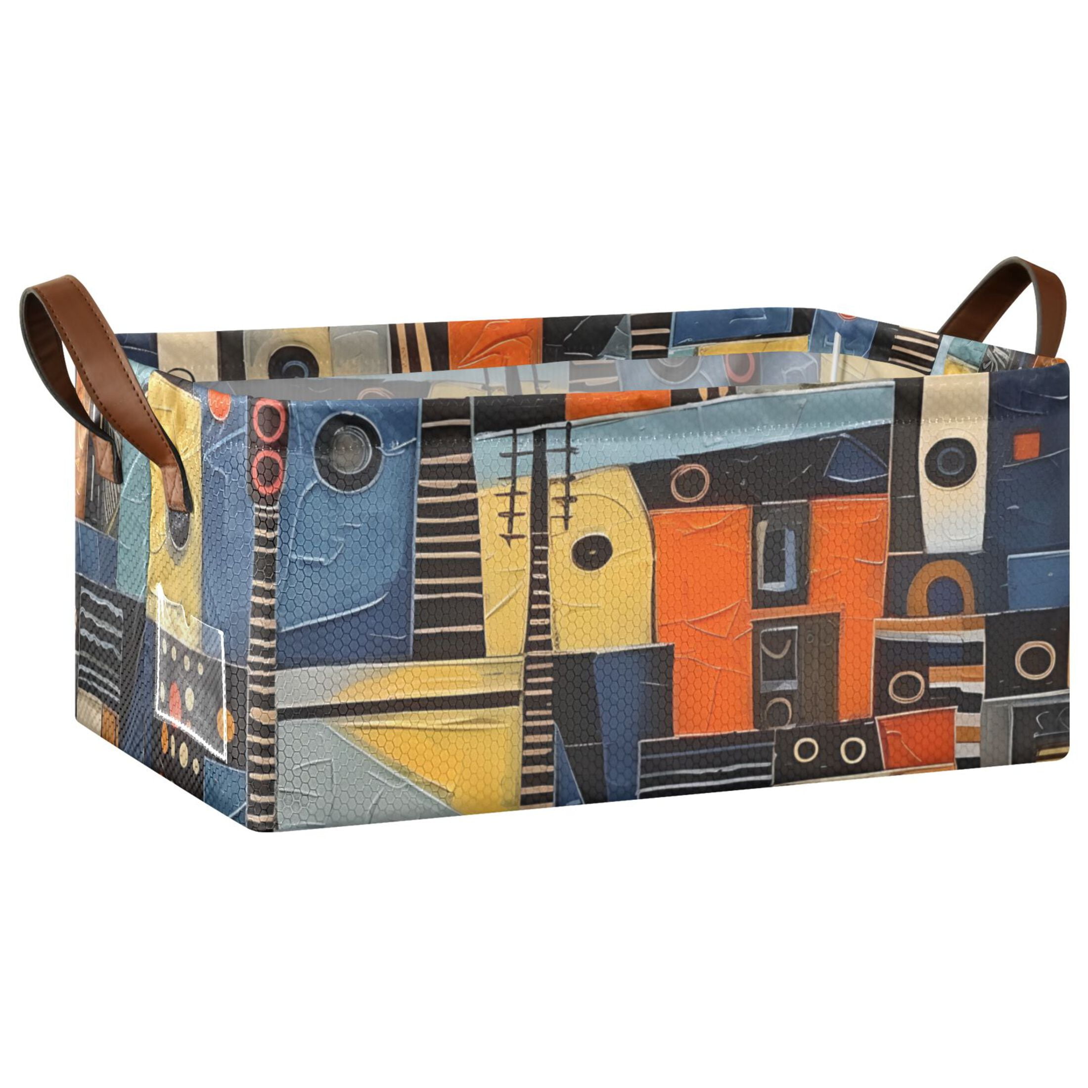 Collapsible Storage Bins Fabric Shelf Baskets with Handles 16.9"x11.4 ...