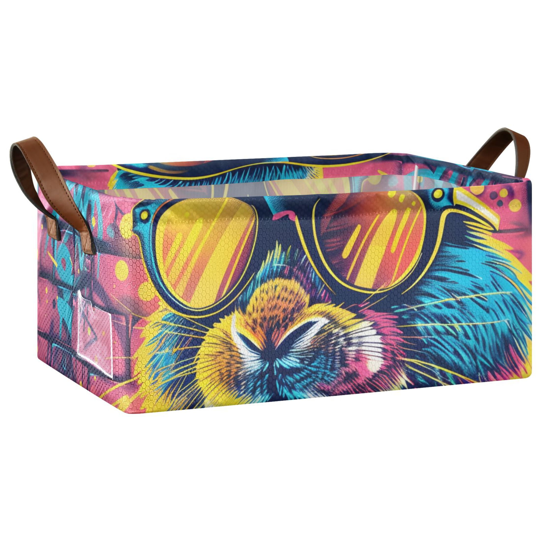 Collapsible Storage Bins Fabric Shelf Baskets with Handles 16.9"x11.4 ...