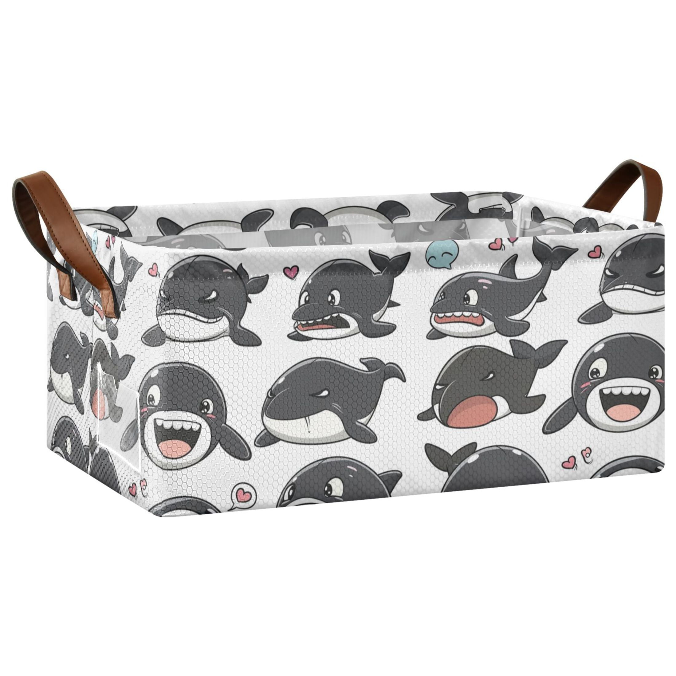 Collapsible Storage Bins Fabric Shelf Baskets with Handles 16.9"x11.4 ...