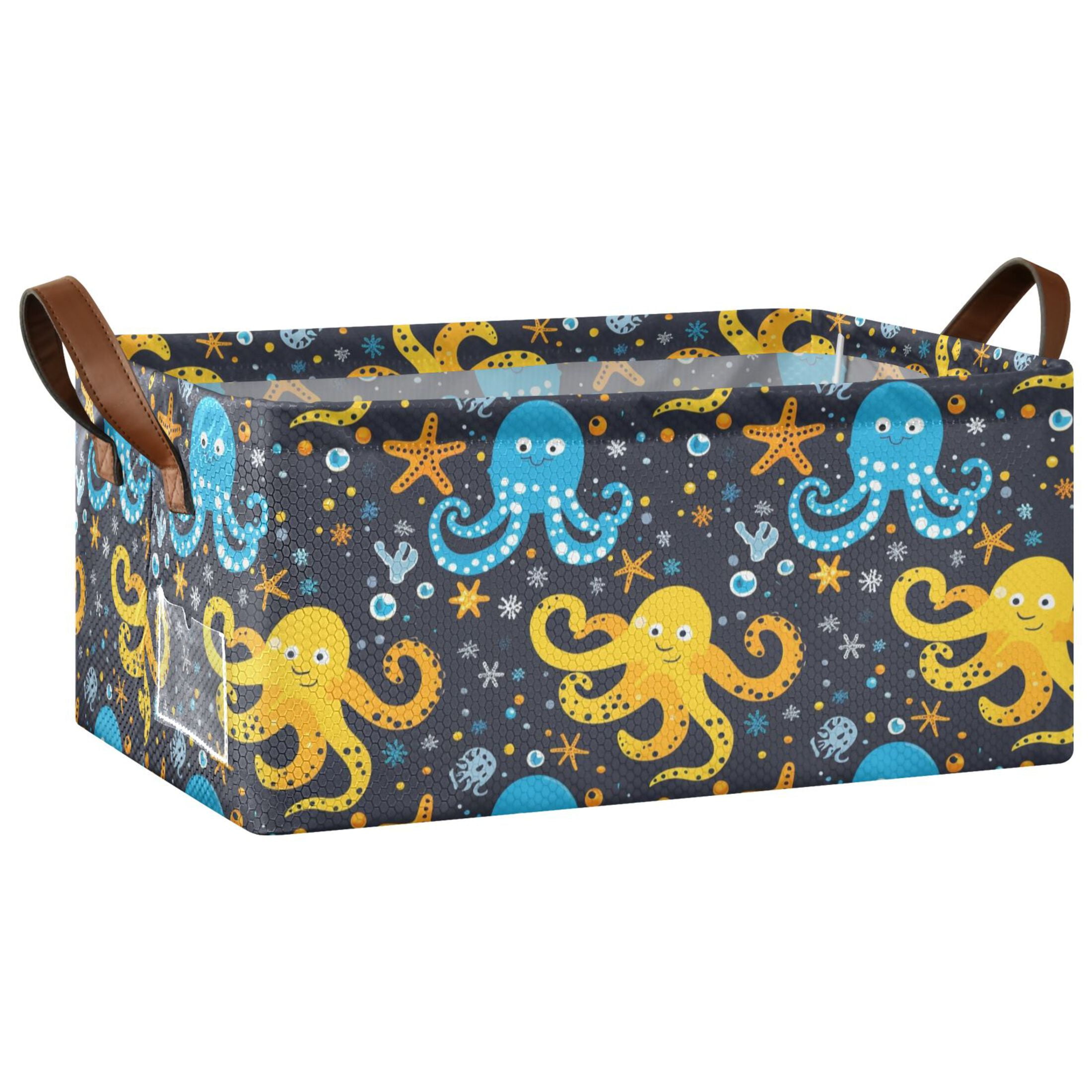 Collapsible Storage Bins Fabric Shelf Baskets with Handles 16.9"x11.4 ...