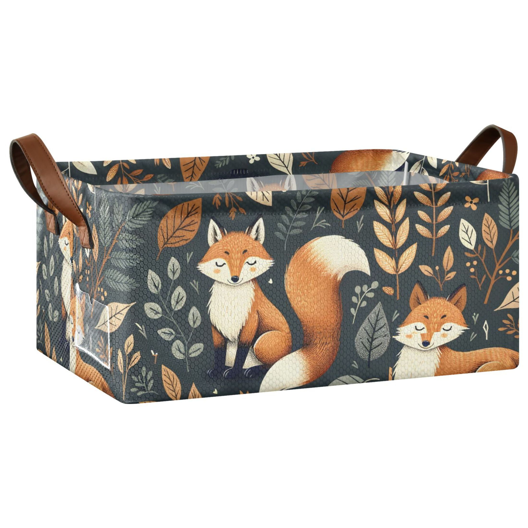 Collapsible Storage Bins Fabric Shelf Baskets with Handles 16.9"x11.4 ...