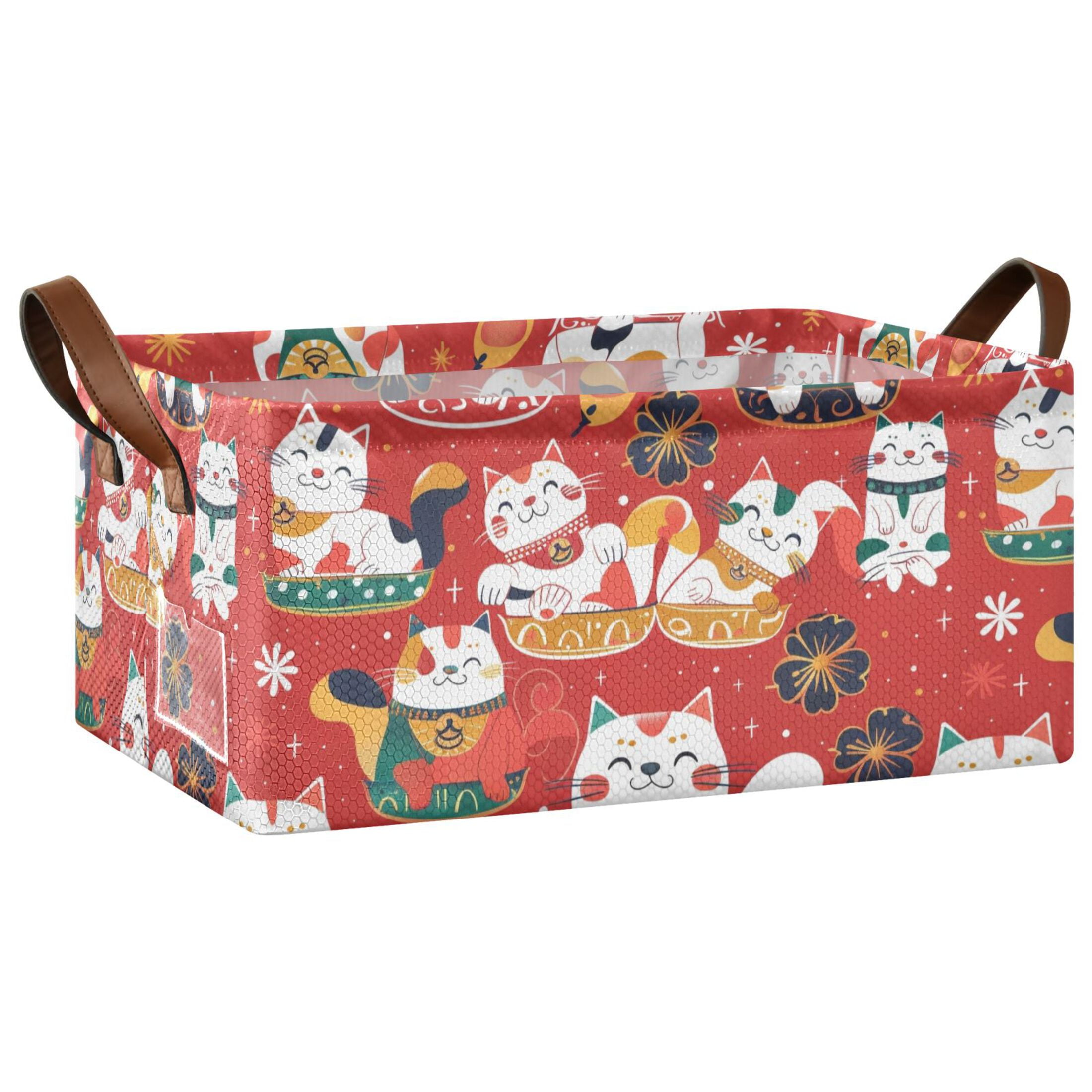 Collapsible Storage Bins Fabric Shelf Baskets with Handles 16.9"x11.4 ...