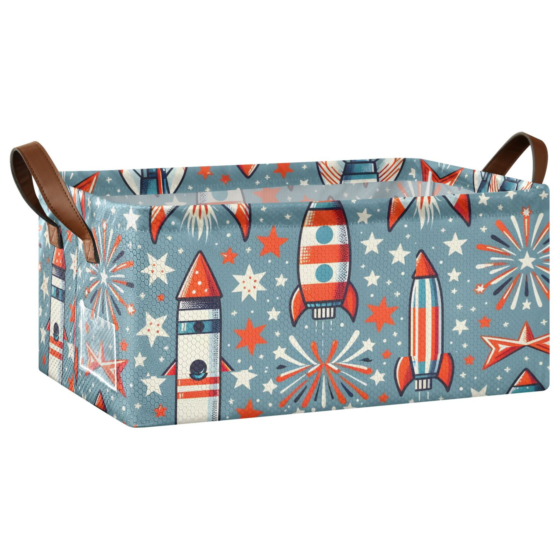 Collapsible Storage Bins Fabric Shelf Baskets with Handles 16.9"x11.4 ...