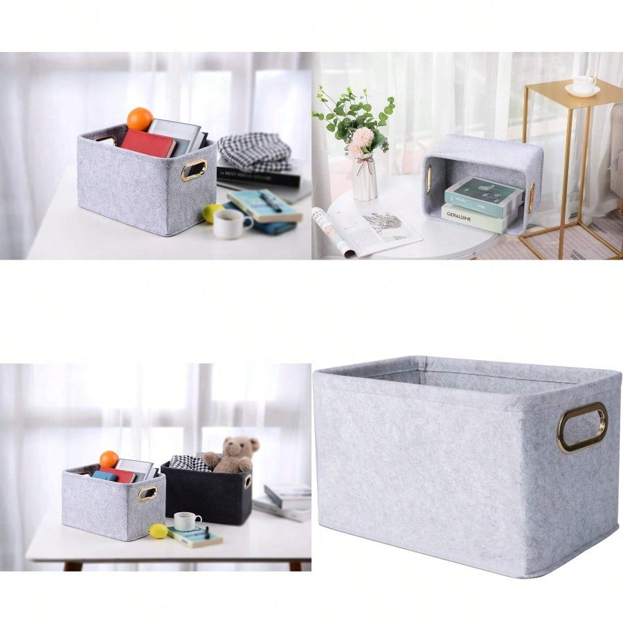 Collapsible Storage Bins Foldable Felt Fabric Storage Basket Organizer ...