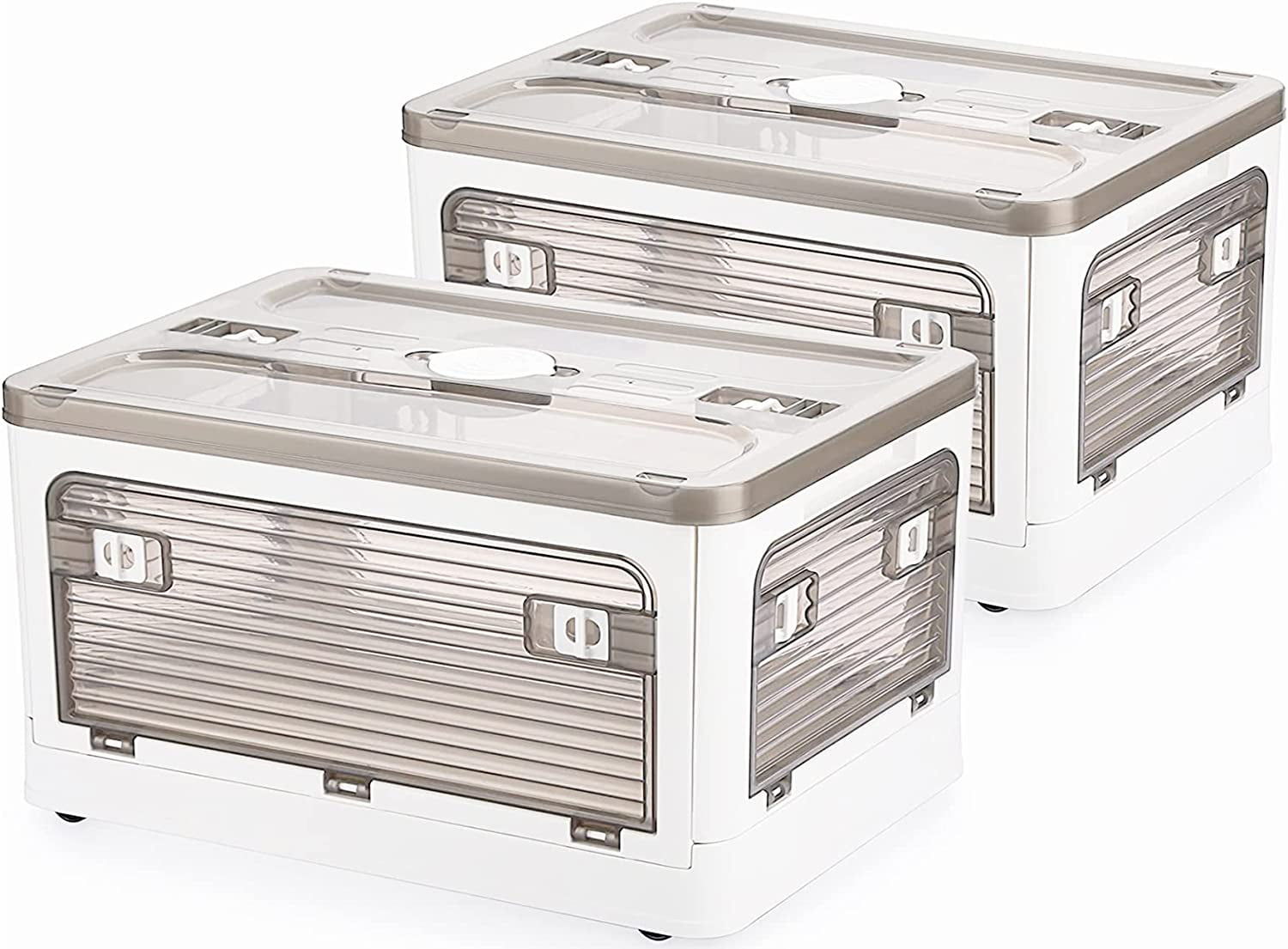 Collapsible Storage Bins with Lids, 2 Pack 14.52 Gal Plastic Storage ...