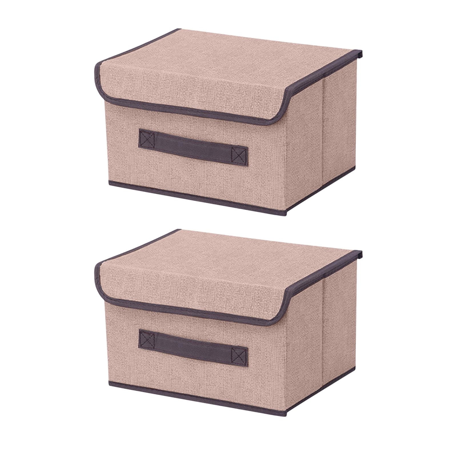 Collapsible Storage Bins with Lids, 2 pcs Linen Fabric Storage Box with ...