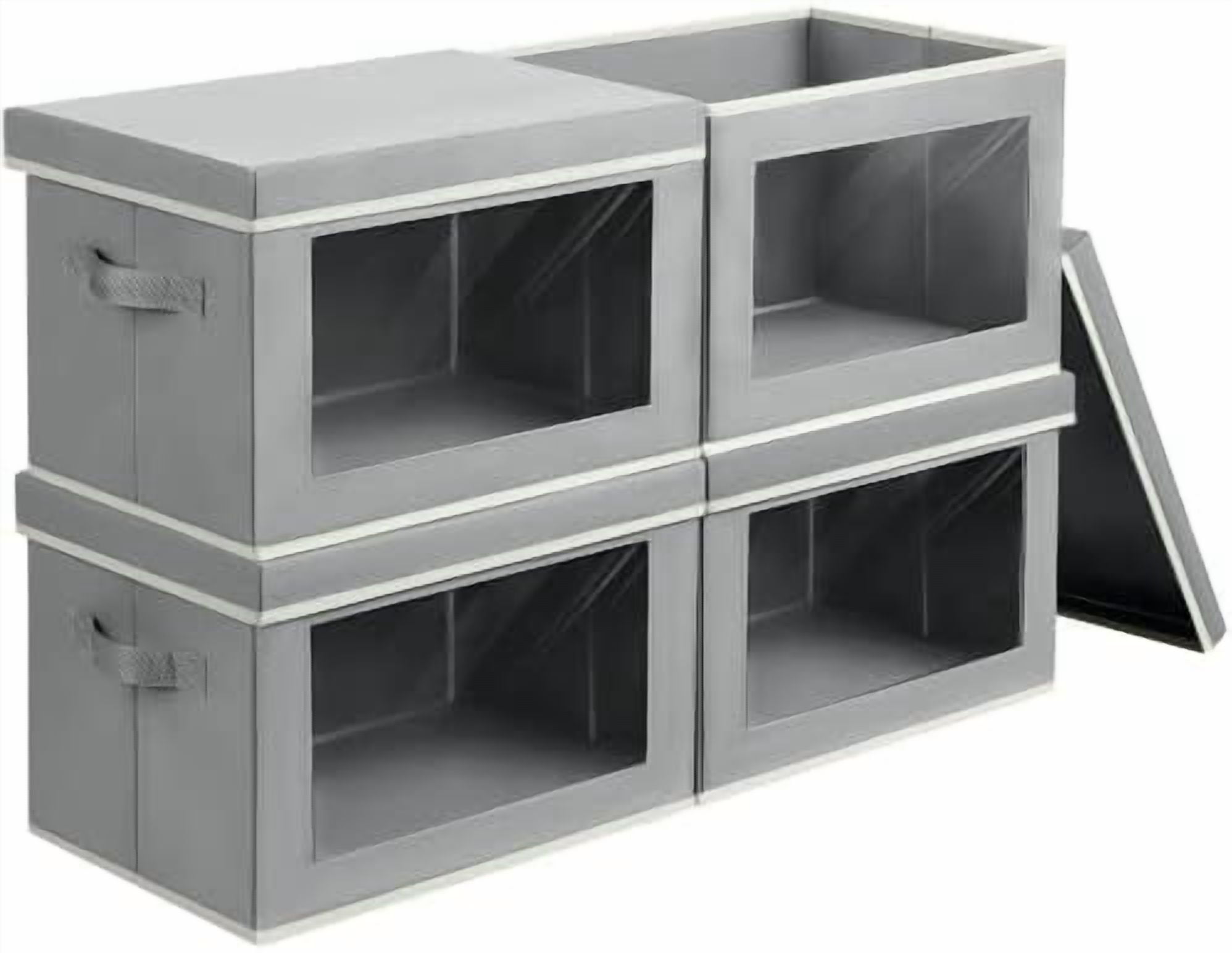 Collapsible Storage Bins with Lids, 4 Pack Closet Cubes for ...