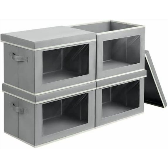 Collapsible Storage Bins with Lids, 4 Pack Closet Cubes for ...