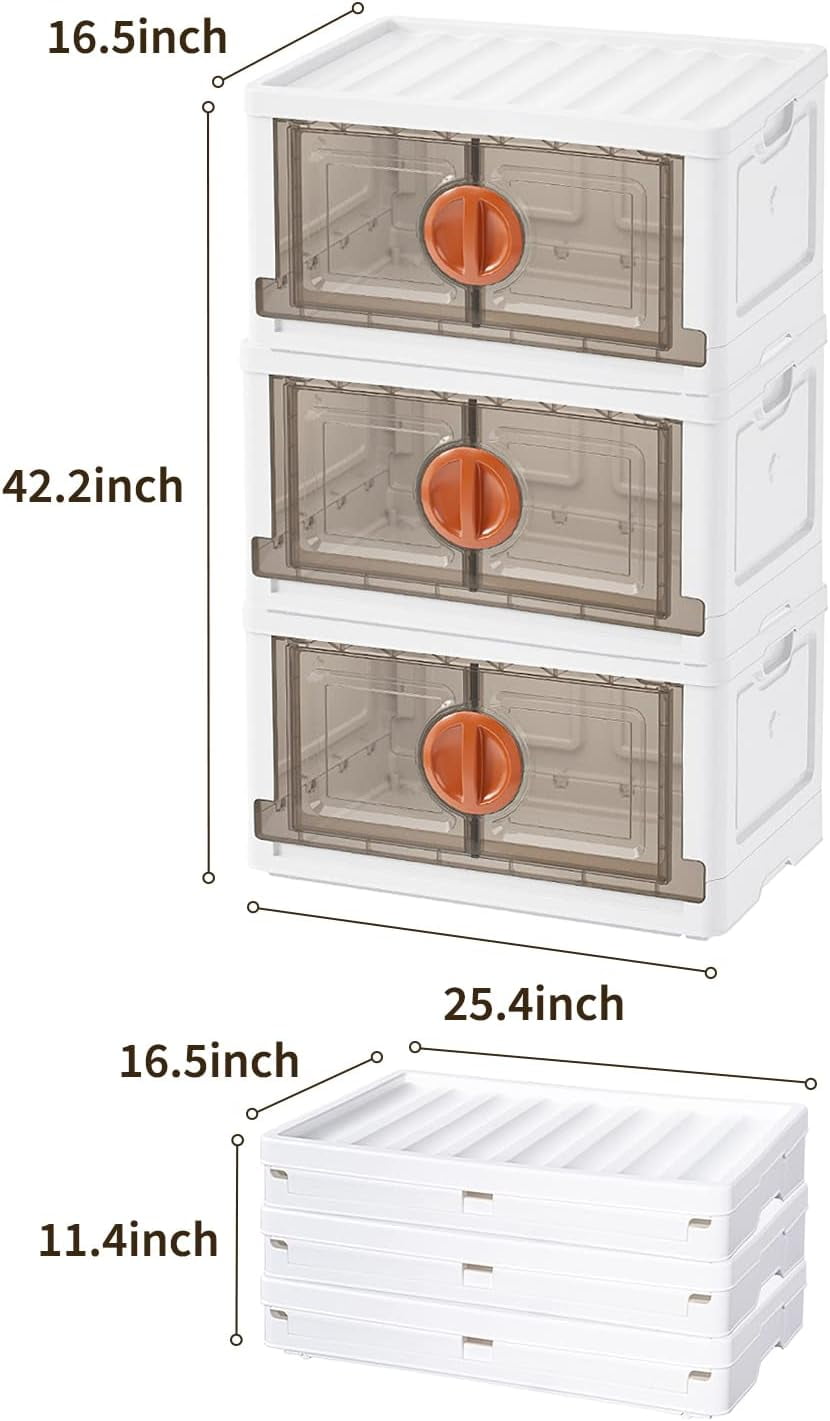 Collapsible Storage Bins with Lids Large 20 Gal / 80 Qt - 3 Pack ...