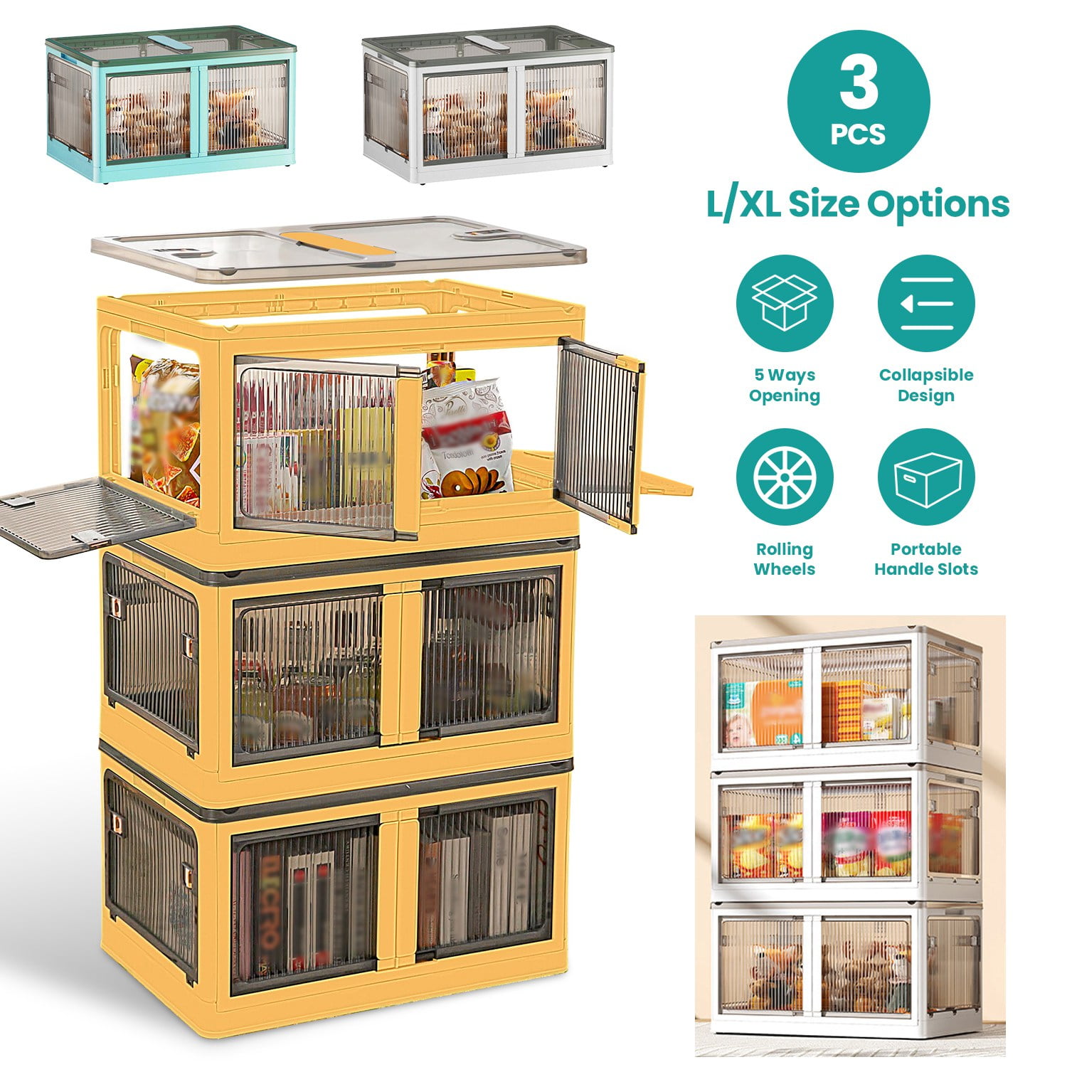 Collapsible Storage Bins with Lids TeqHome Wardrobe Closet Organizer 18 ...