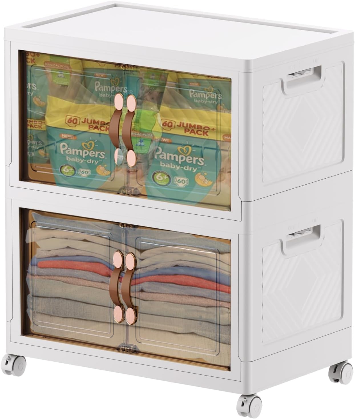 Collapsible Storage Bins with Wheels and Lids, Stackable Closet ...