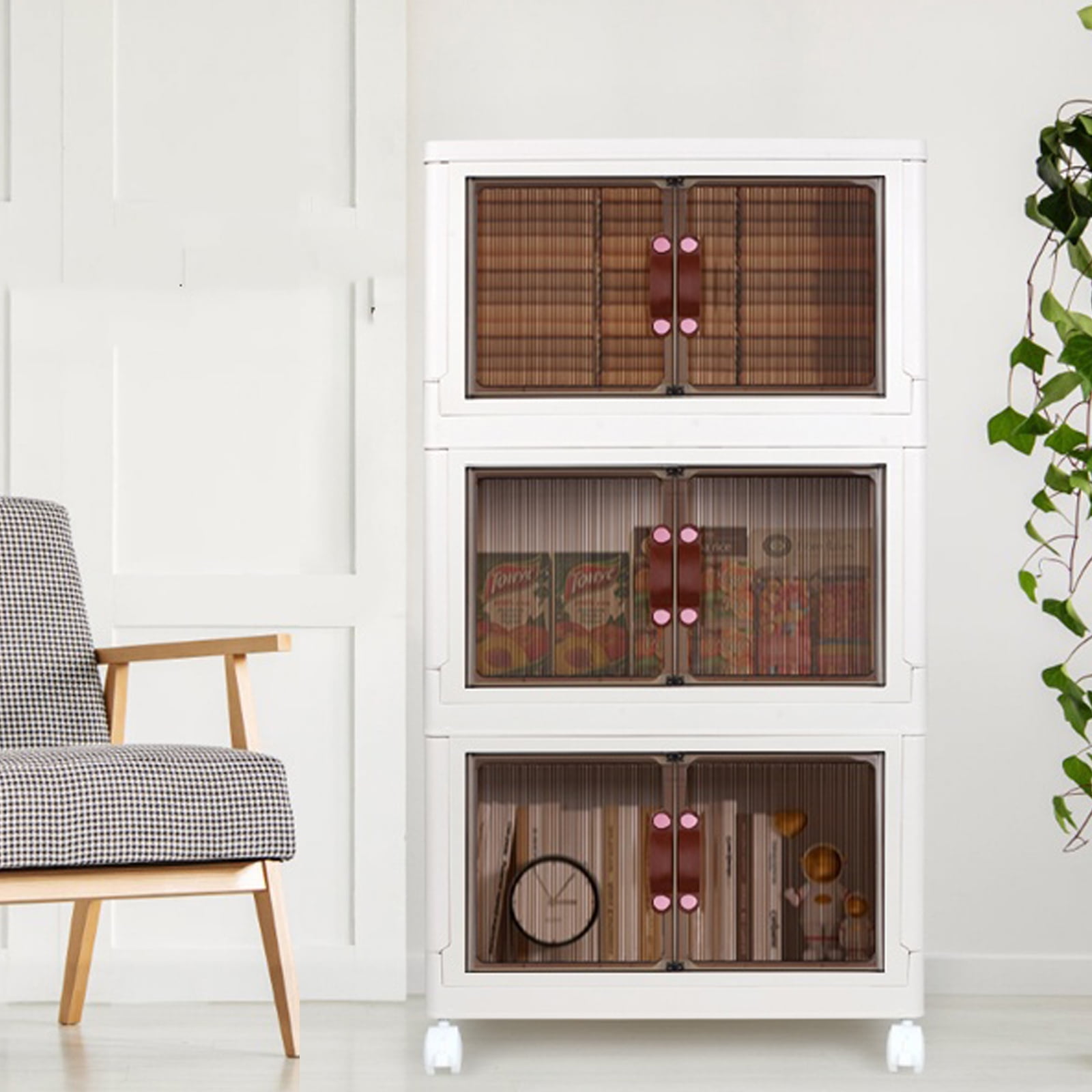 Collapsible Storage Bins with Lid, Plastic Stackable Storage Bins with ...