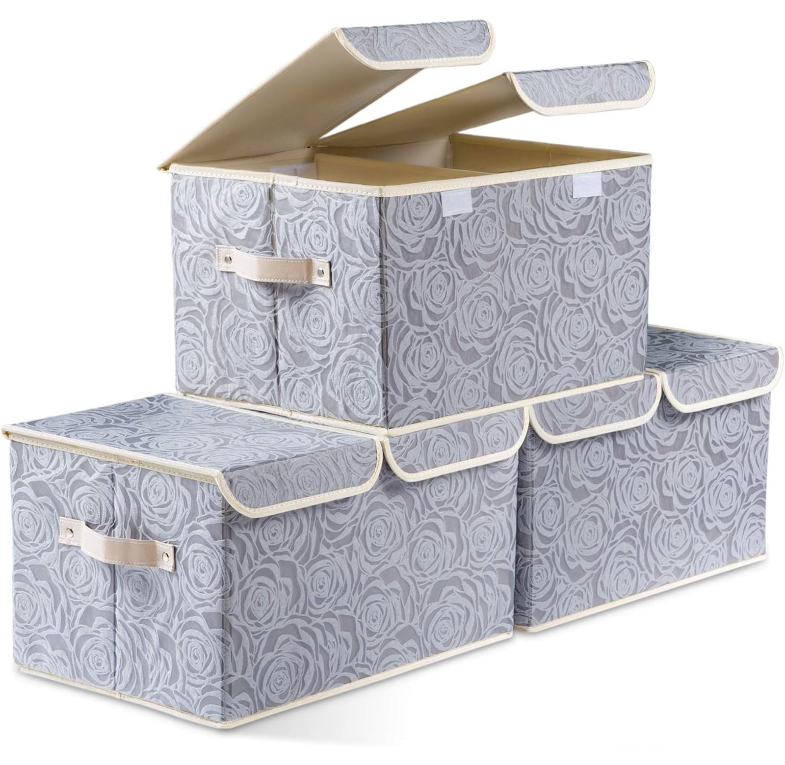 Collapsible Storage Bins with Lids Fabric Decorative Storage Boxes ...