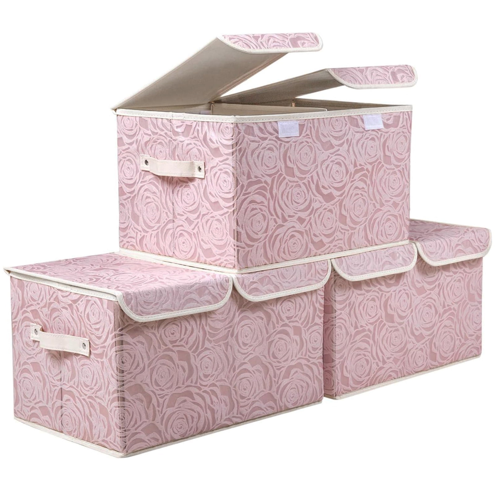 Collapsible Storage Bins with Lids Fabric Decorative Storage Boxes ...