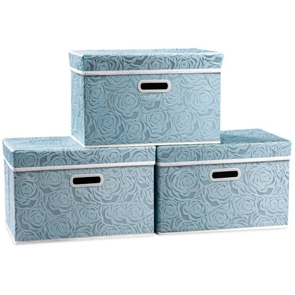 Collapsible Storage Bins with Lids, Fabric Decorative Organizer ...