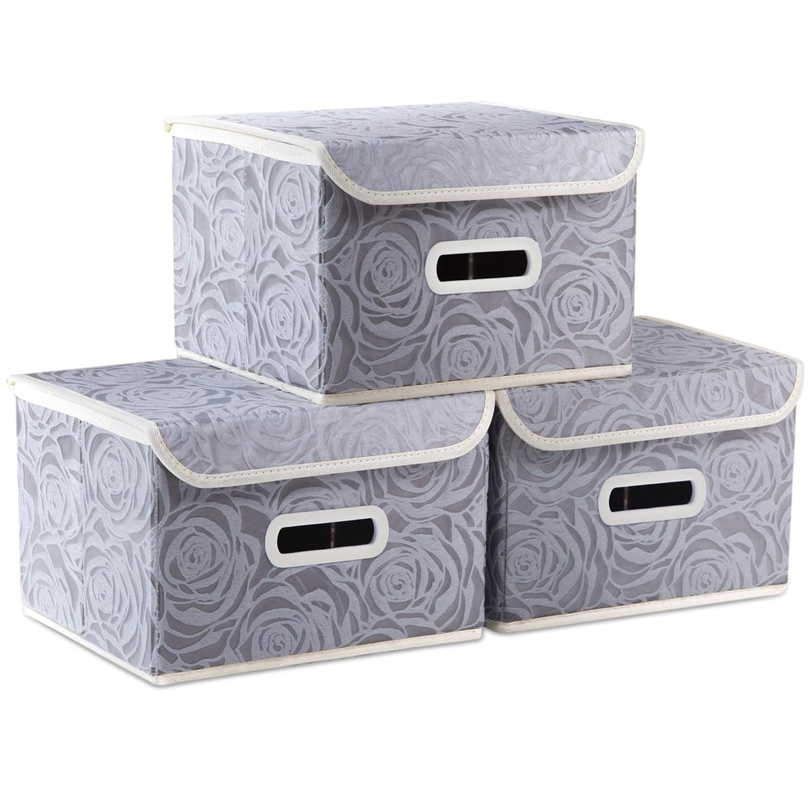 ANMINY Collapsible Storage Bins with Lids Fabric Decorative Storage ...