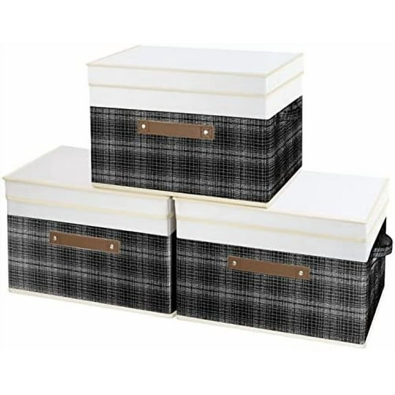 Collapsible Storage Bins with Lids, Patchwork Design, Washable, Fabric ...