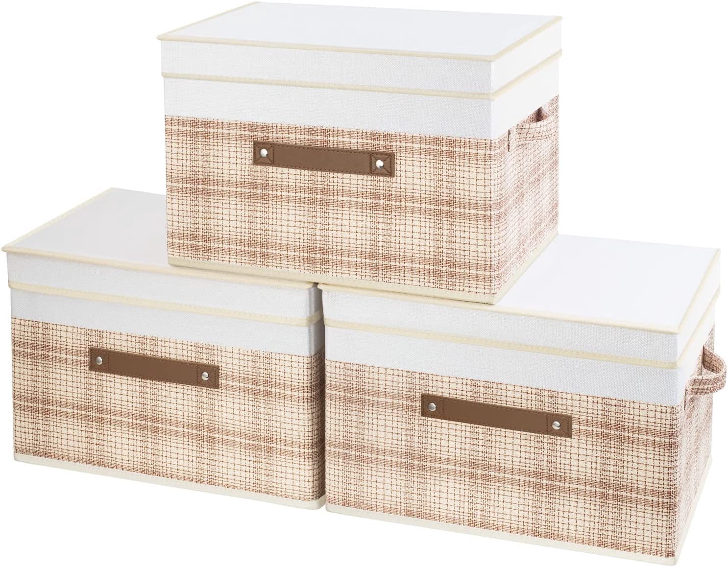 Collapsible Storage Bins with Lids, Patchwork Design, Washable, Fabric ...