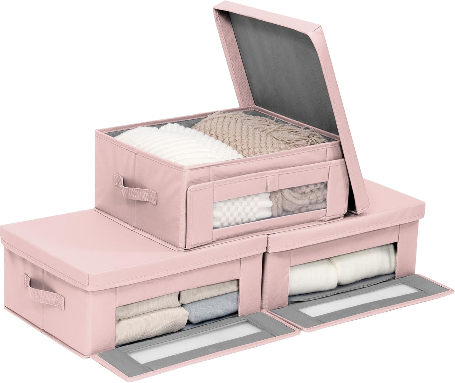 Collapsible Storage Bins with Lids, Thick Fabric Box for Closet Shelf ...