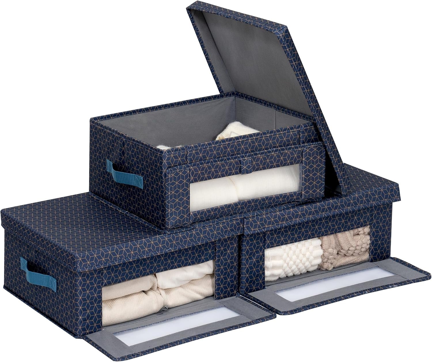 Collapsible Storage Bins with Lids, Thick Fabric Box for Closet Shelf ...