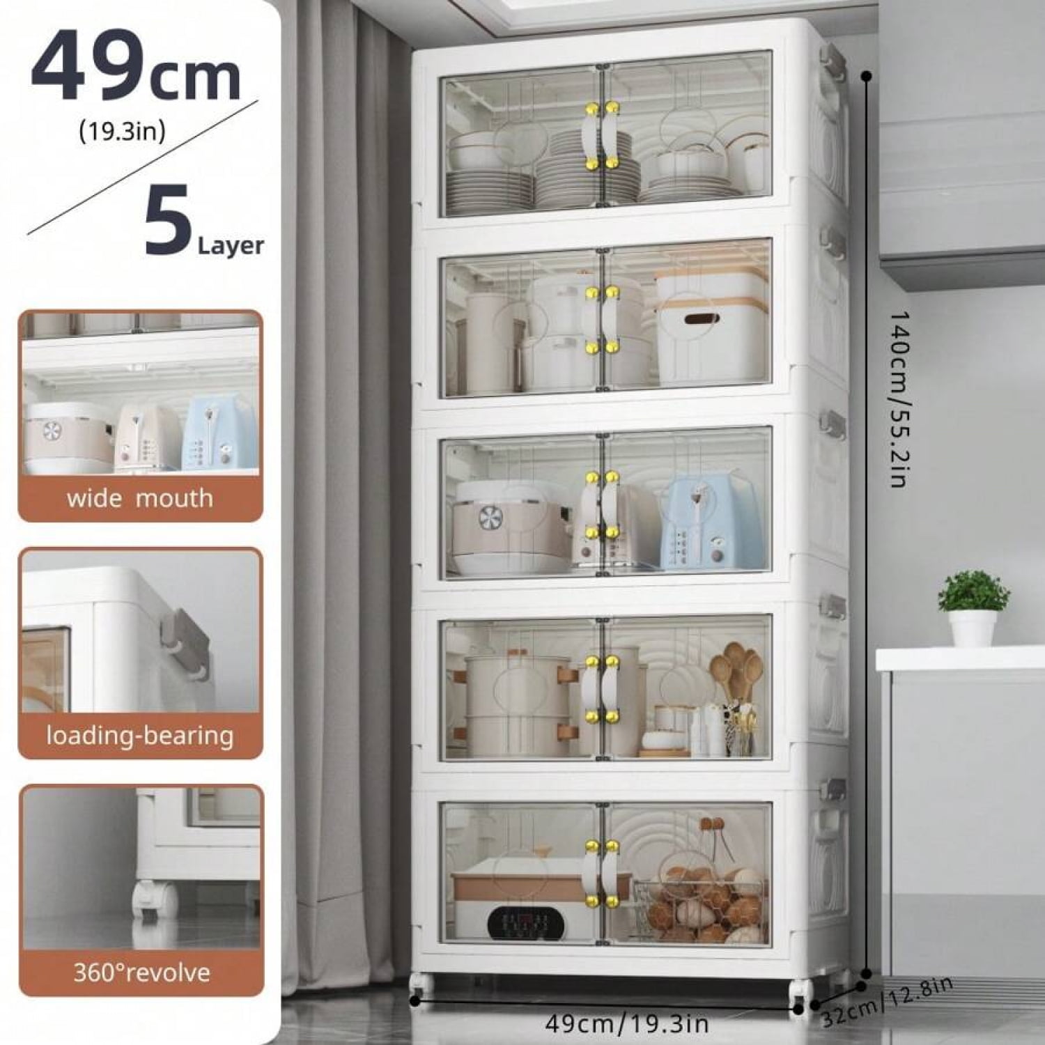 Collapsible Storage Box 5 Layers, Large Double Open Storage Box, Large ...