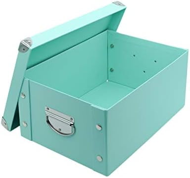 Collapsible Storage Box, Decorative Memory Box with Lid & Metal ...